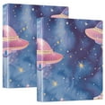 Cute Ufos in Starry Sky Round Ring Binder 3 Rings 1.5" Capacity File ...