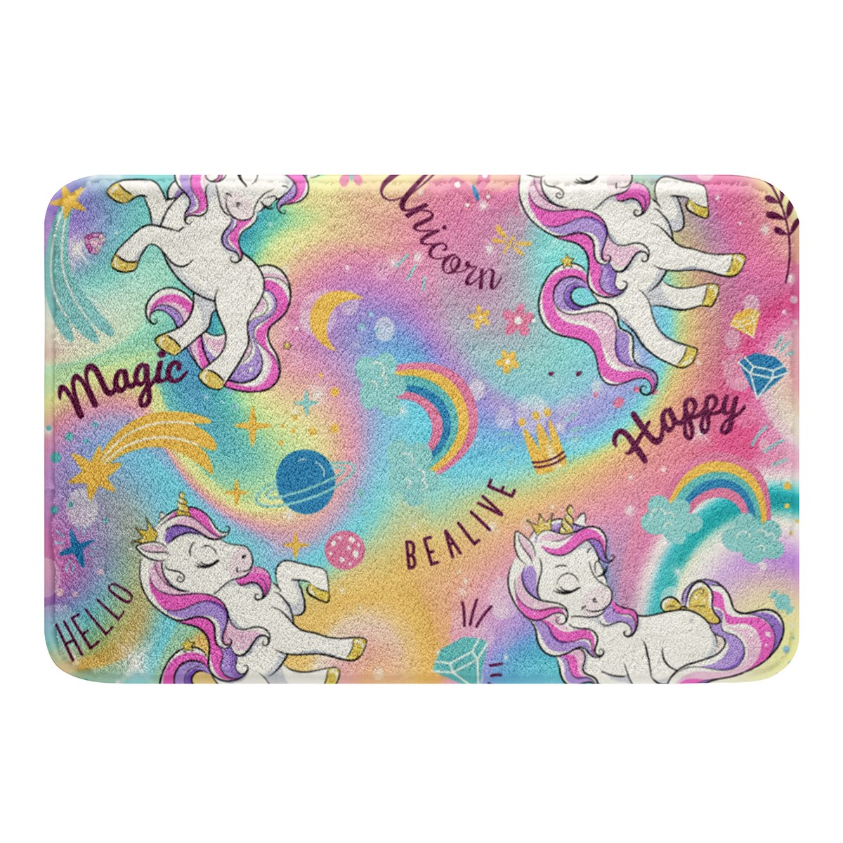 Cute Unicorn 20"x32" Rug,Rainbow Star Diamond Flower Floor Mats ...