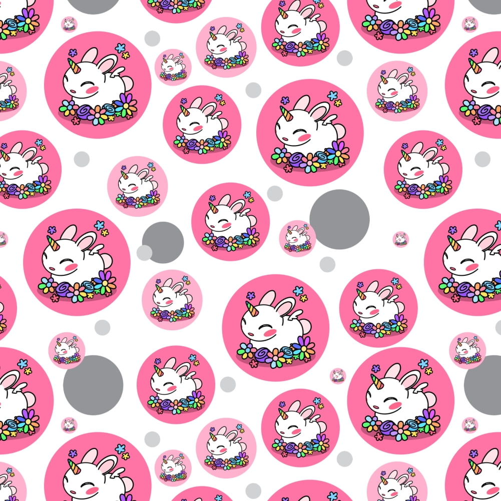 Cute Unicorn Bunny Rabbit with Rainbow Flowers Premium Gift Wrap ...