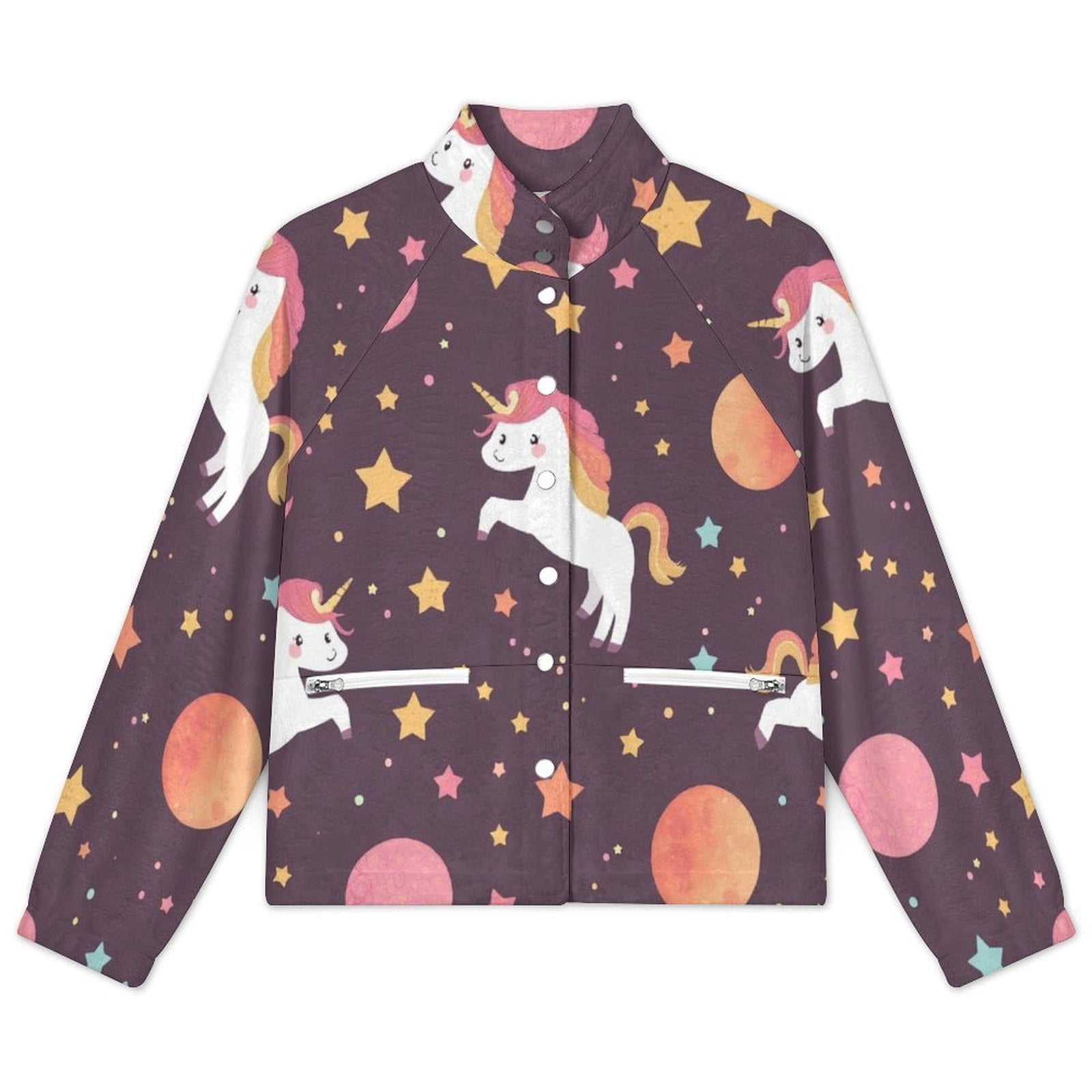 Cute Unicorn Galaxy Pattern Warm Plush Jacket Women Autumn Winter Long ...