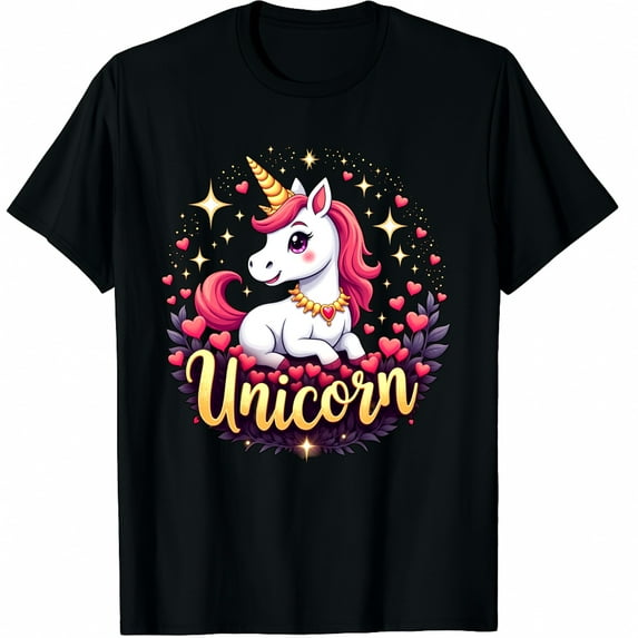 Cute Unicorn Heart Valentines Day Graphic Black T-Shirt for Men and ...