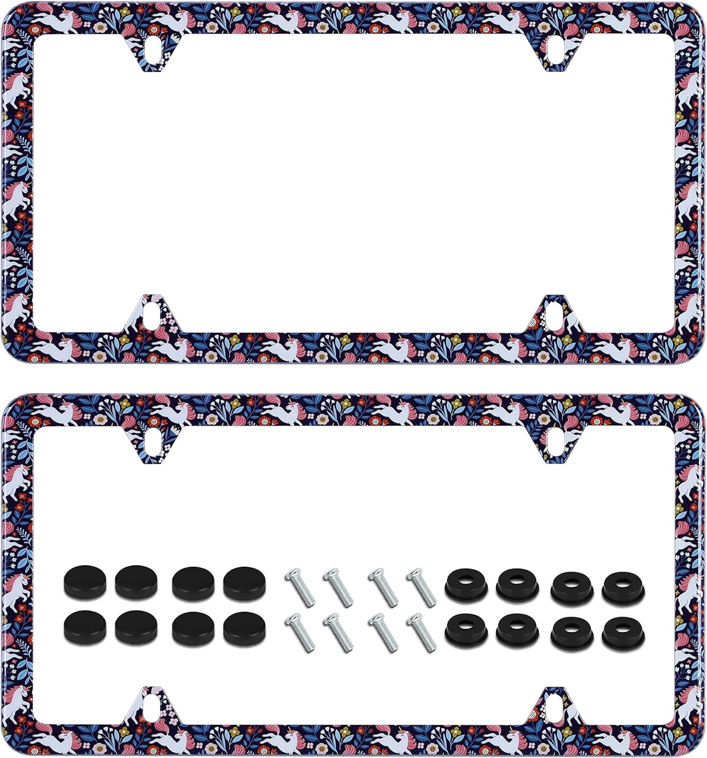 Cute Unicorn License Plate Frame 2 Pack Stainless Steel Car ...