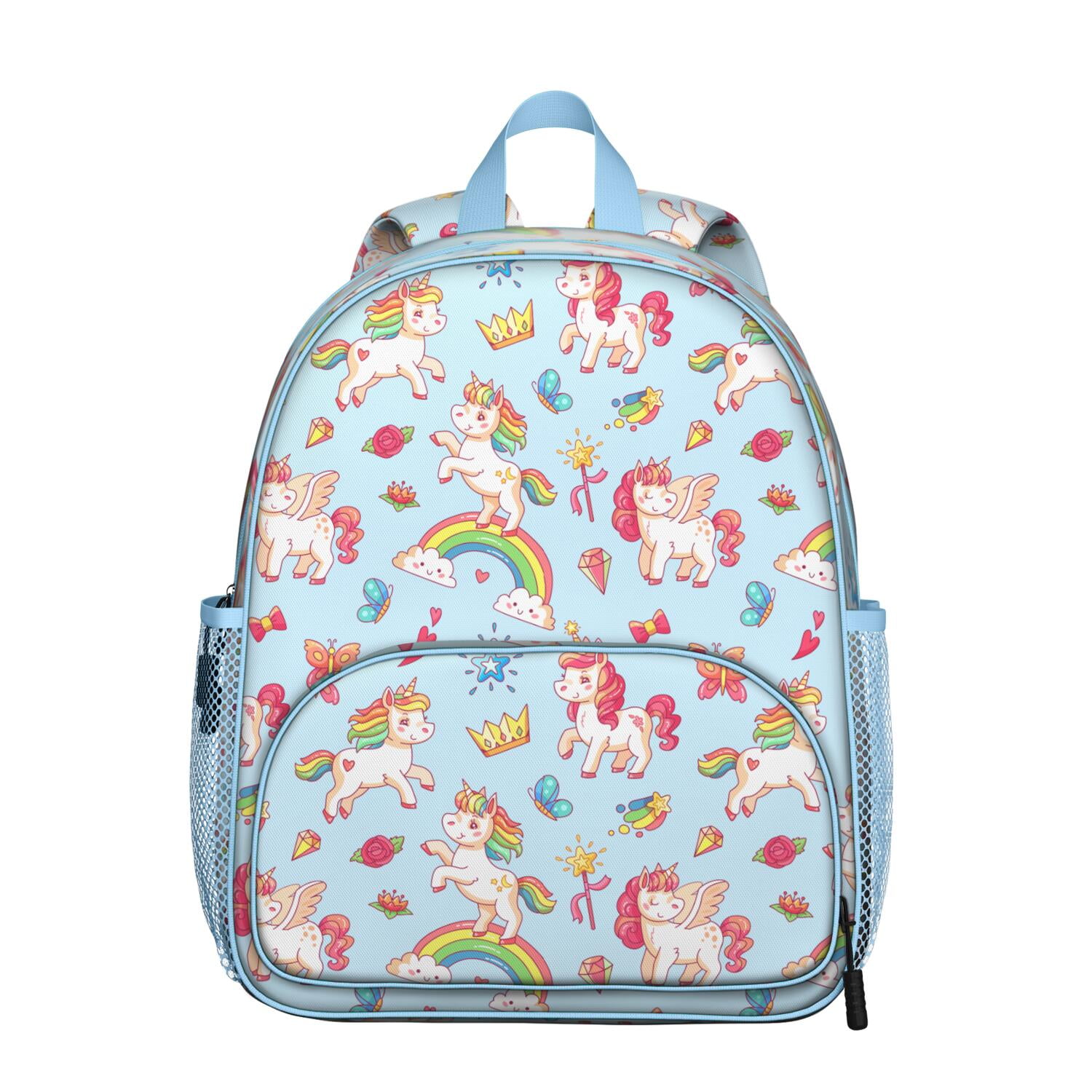 Cute Unicorn School Backpack – Flying Unicorn with Rainbow and Stars ...