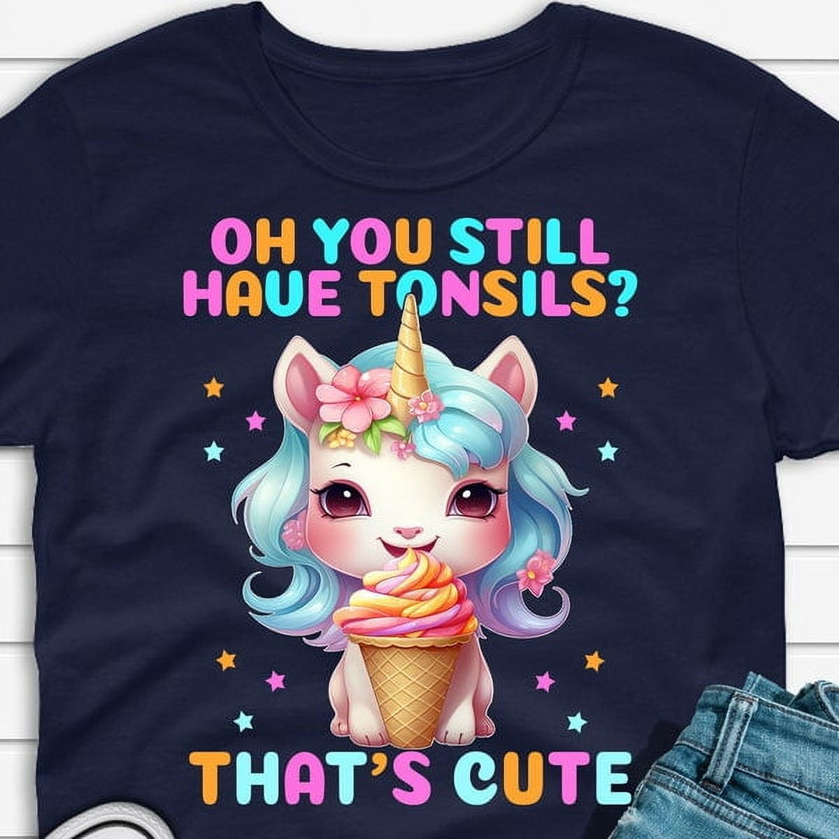 Cute Unicorn and Ice Cream Tonsils Removal Surgery T-shirt for Kids ...