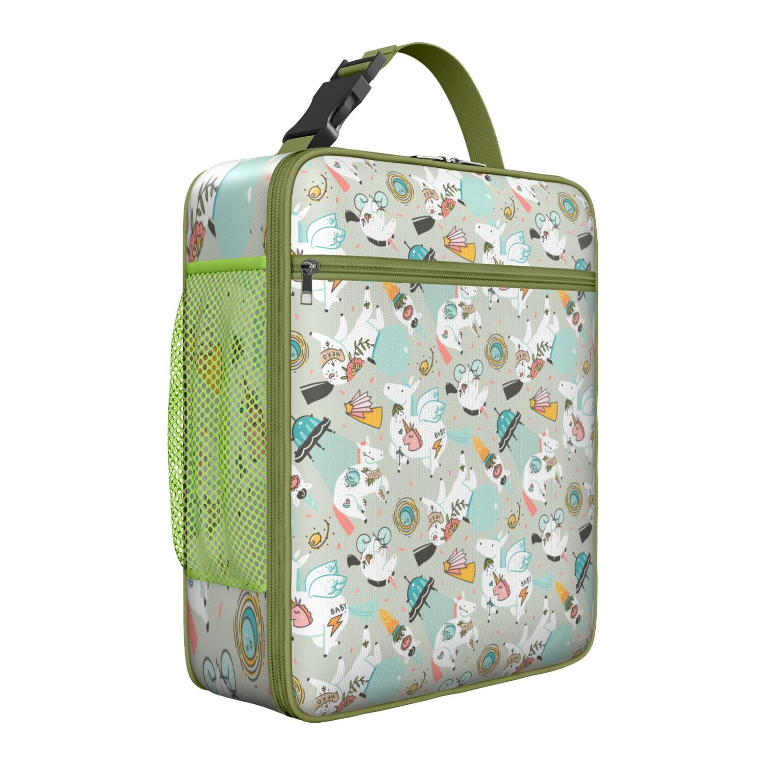 Cute Unicorn and Rainbow Lunch Box, Mythical Horse Print Insulated Tote ...