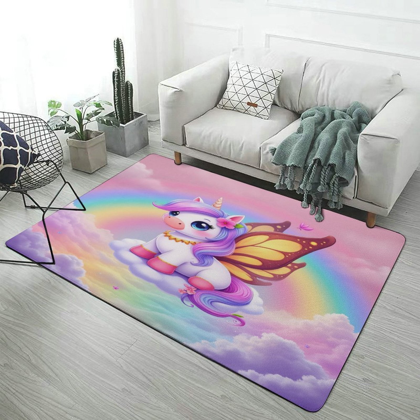Cute Unicorn on Rainbow Clouds Carpet for Home Decoration Rugs for ...