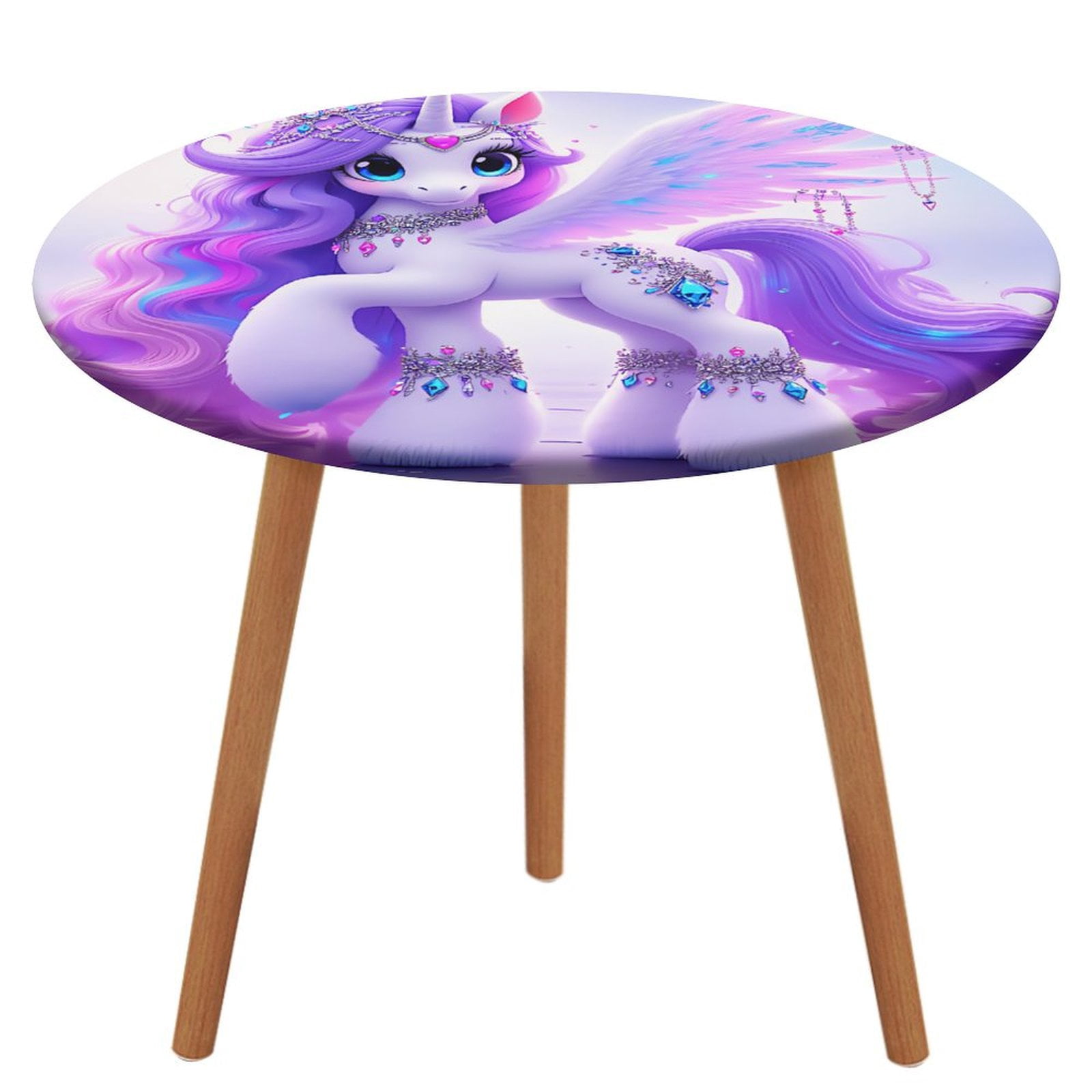 Cute Unicorn with Rainbow Tablecloth Round Elastic Fitted Waterproof ...