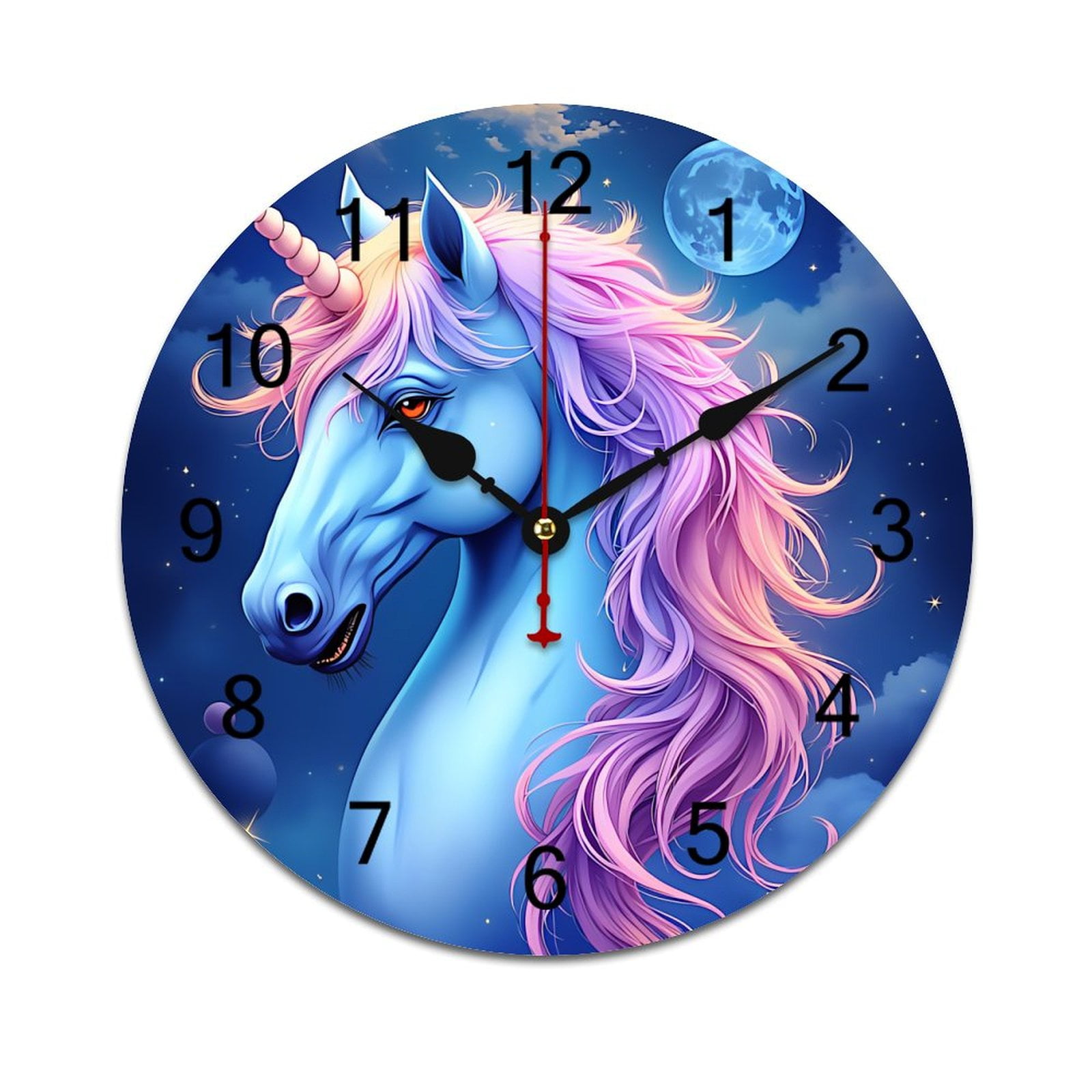 Cute Unicorn with Rainbow Word Saying Big Wall Clock Home Decor Art Watch Living Room Gift ...
