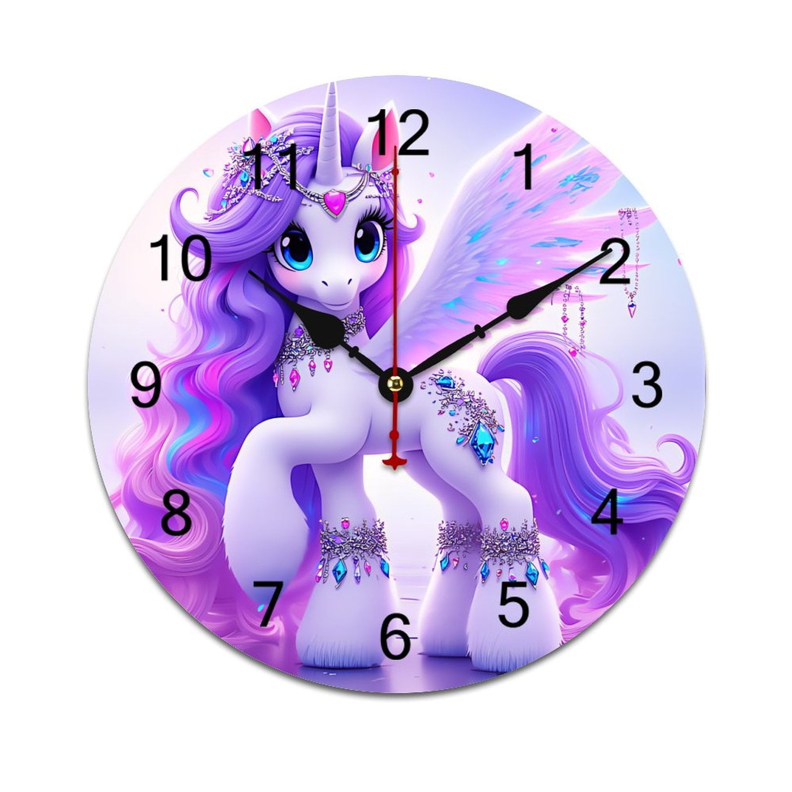 Cute Unicorn with Rainbow Word Saying Big Wall Clock Home Decor Art Watch Living Room Gift ...