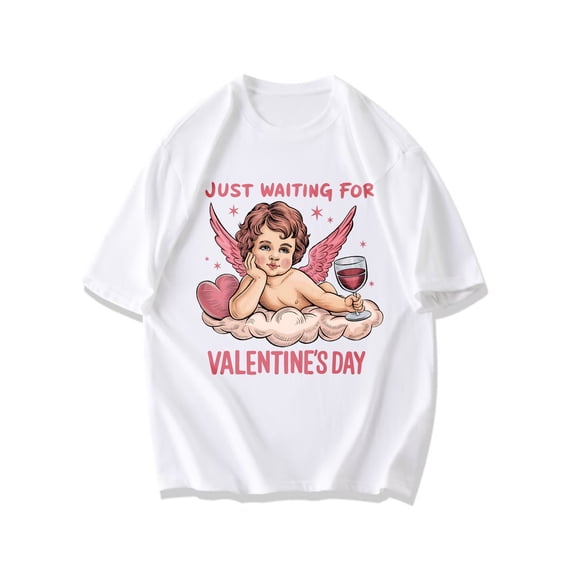 Cute Valentine Cupid T Shirt Black Just Waiting For Valentines Day With ...