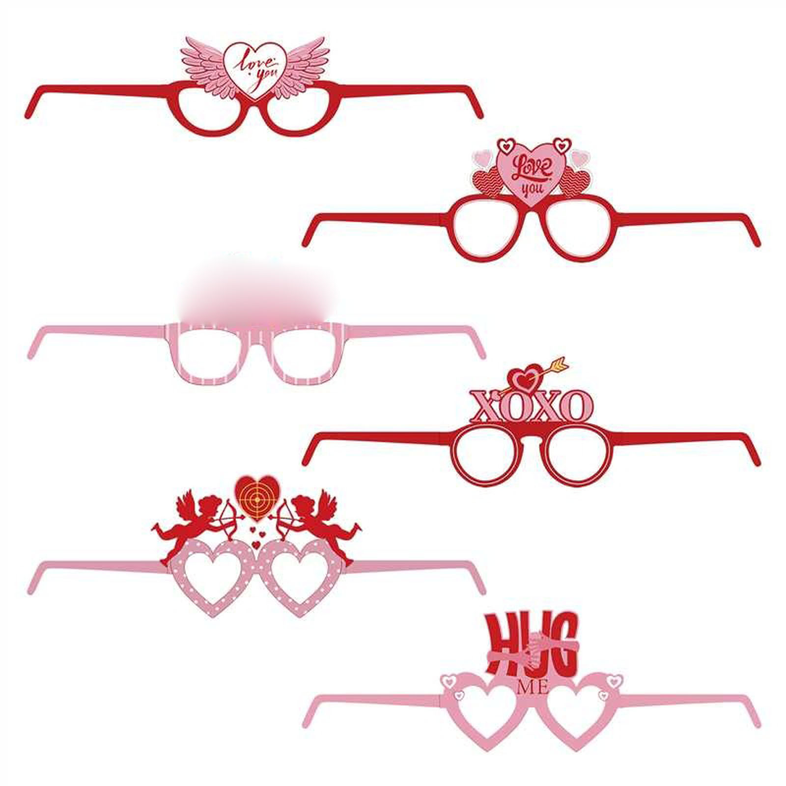 Cute Valentine Glasses - 6 Designs, Pack of 6, Valentines Day Props ...