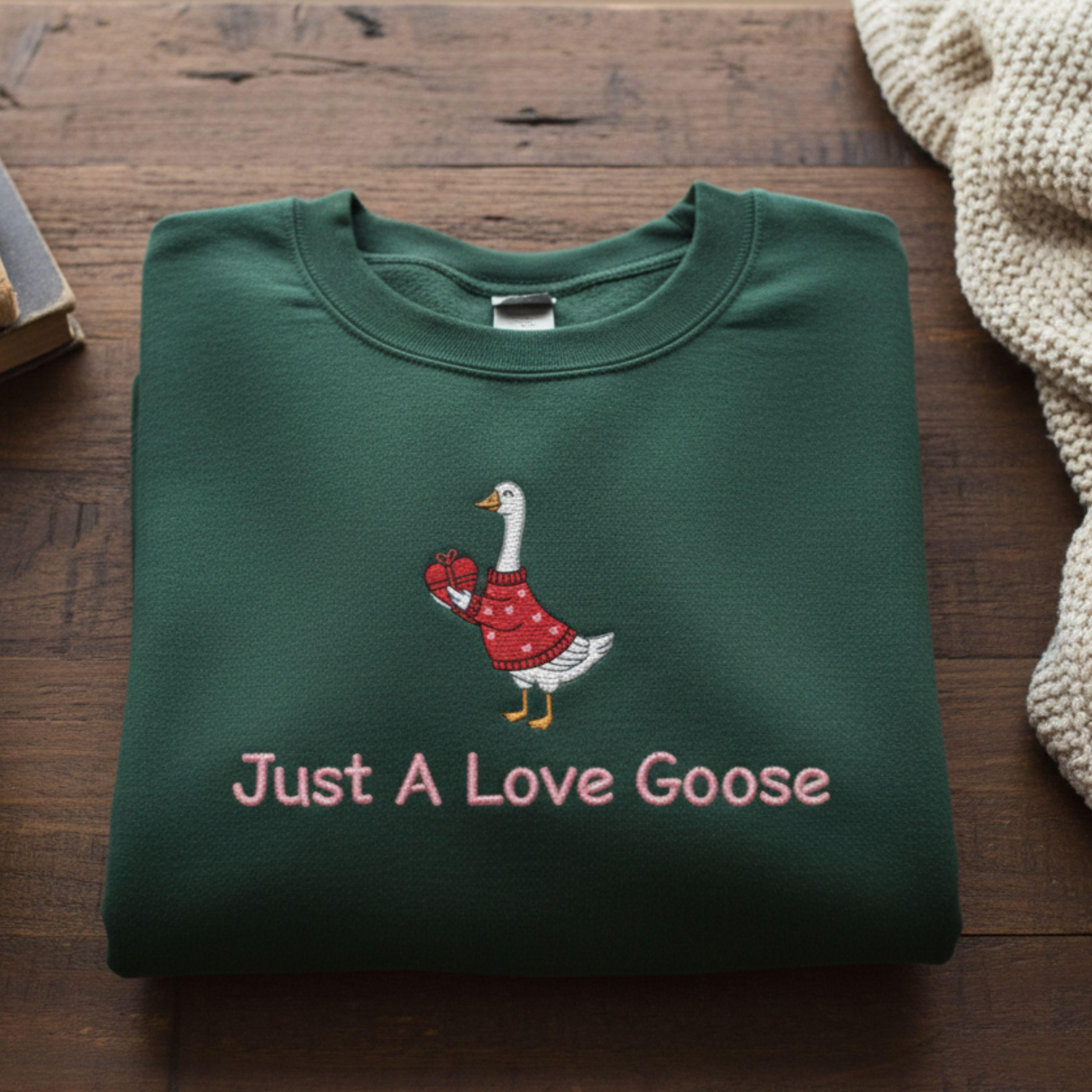 Cute Valentine Goose Embroidered Sweatshirt, Funny Duck Love Shirt ...