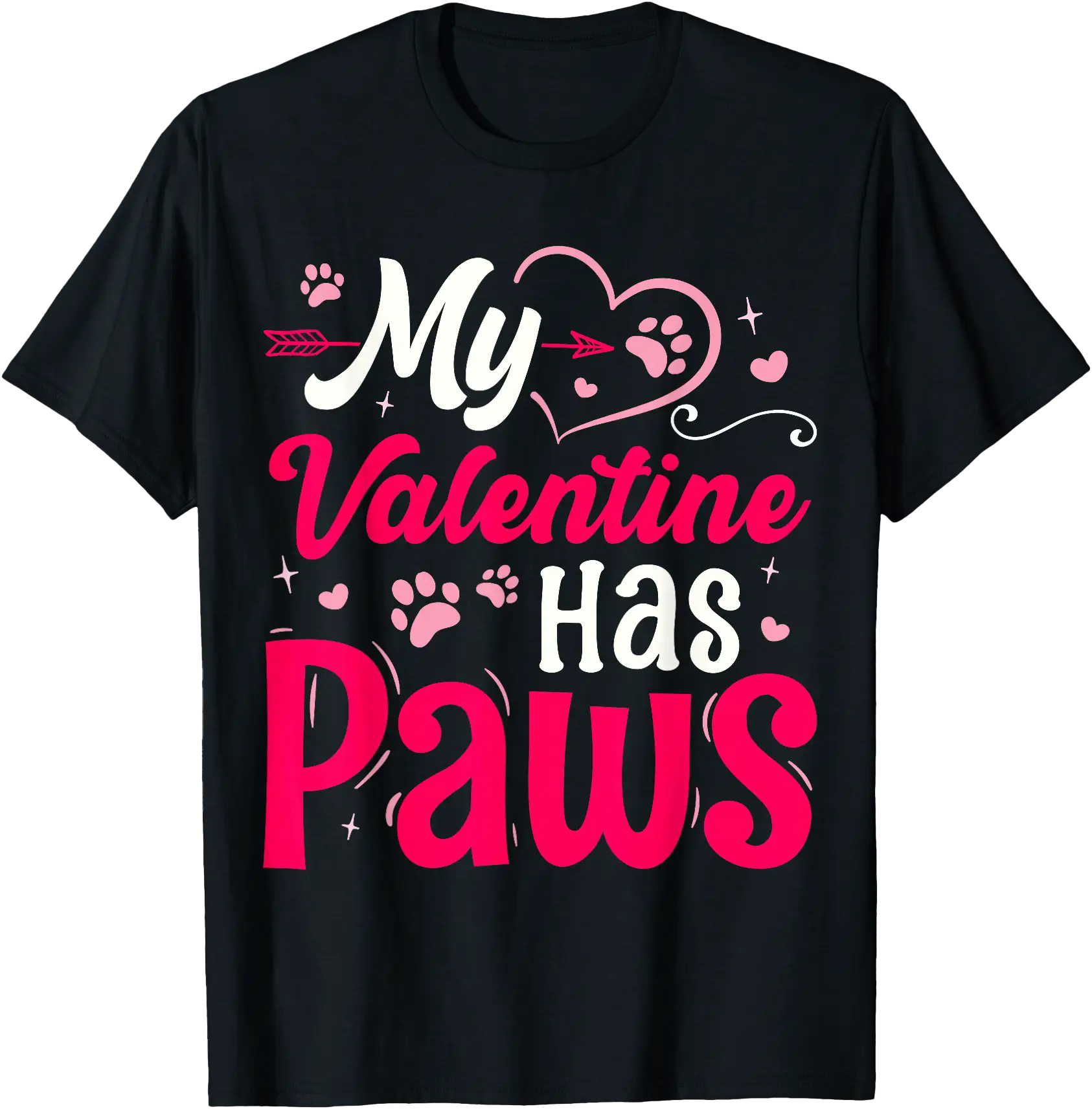 Cute Valentine Has Paws Heart & Paw Print T-Shirt for Dog & Cat Lovers ...