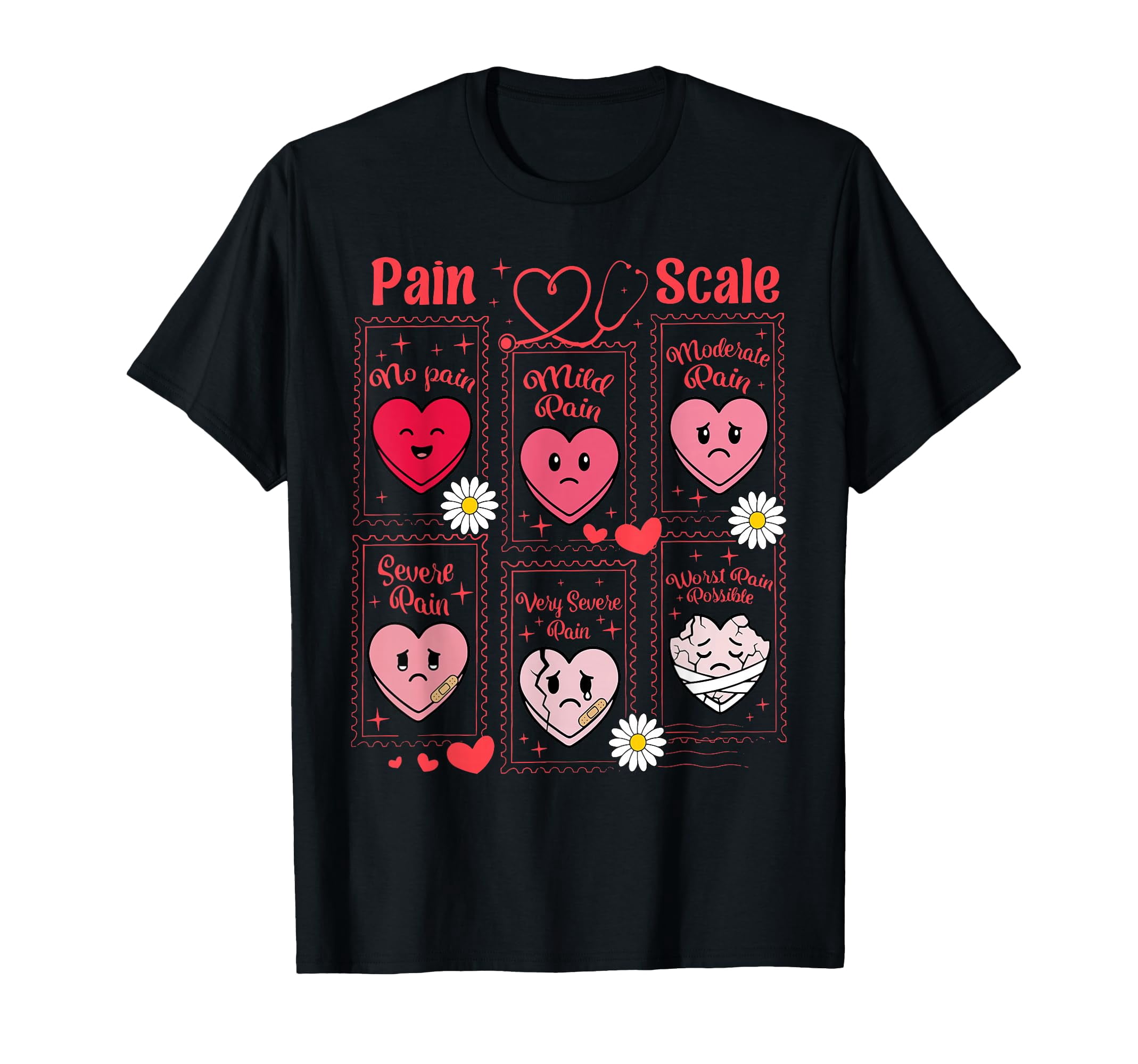 Cute Valentine Heart Candy Pain Scale T-Shirt for Healthcare Heroes ...