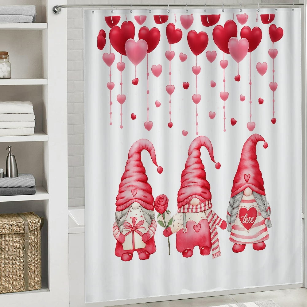 Cute Valentine's Day Shower Curtain Red Pink Romantic Love Heart Tree ...