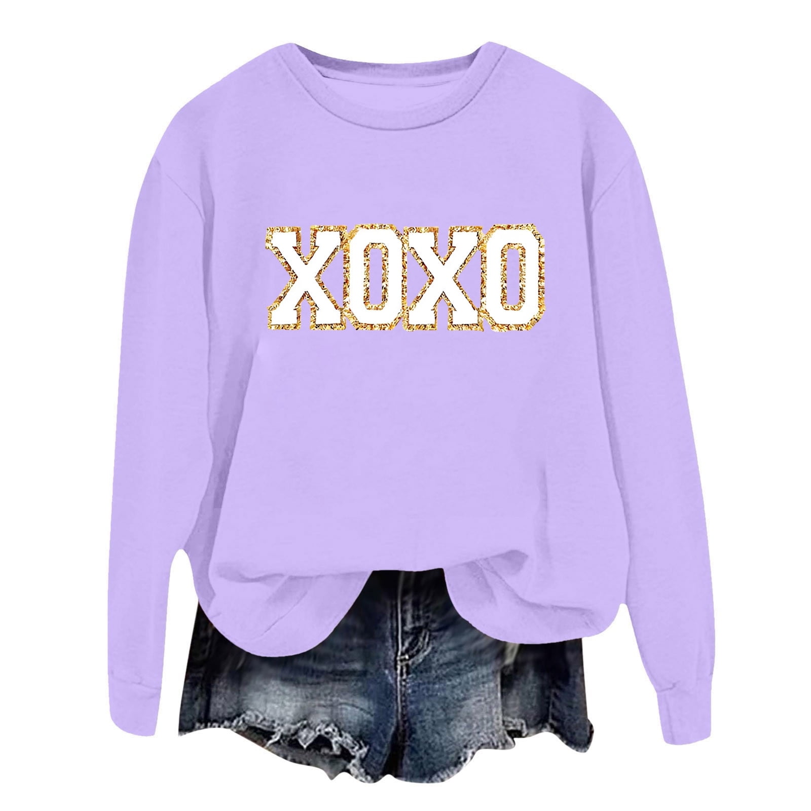 Cute Valentine's Sweatshirt Women Love Heart Print Shirts Letter Print ...