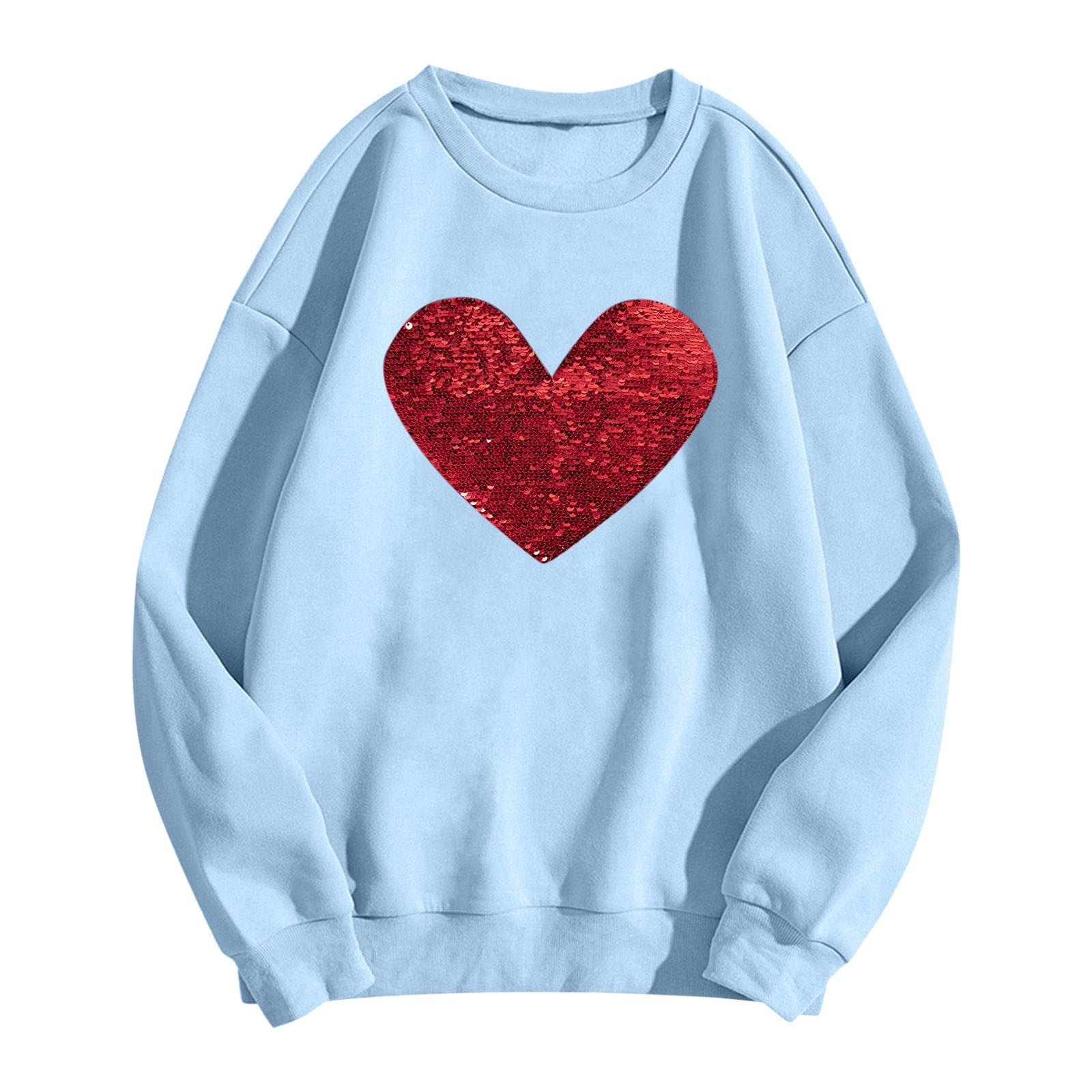 Cute Valentine's Sweatshirt Women Love Heart Print Shirts Print Long ...