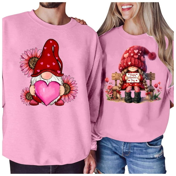 Cute Valentine's Sweatshirt for Women Love Heart Shirts Couples Cartoon ...