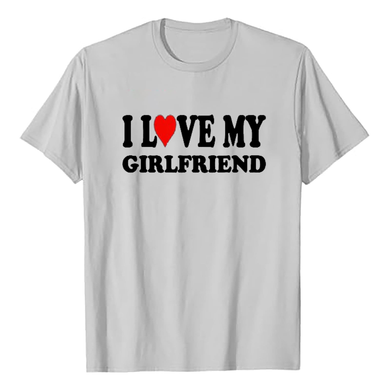 Cute Valentines Day Heart Men T-Shirt I Love My Girlfrienf Letter Print ...