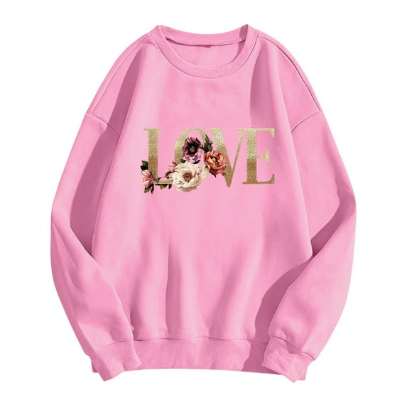 Cute Valentines Sweatshirt Women Love Heart Shirts Fashion Casual Print ...