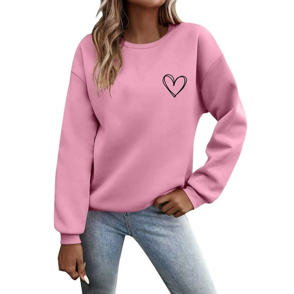Cute Valentines Sweatshirt Women Trendy 2026 Love Heart Print Long ...