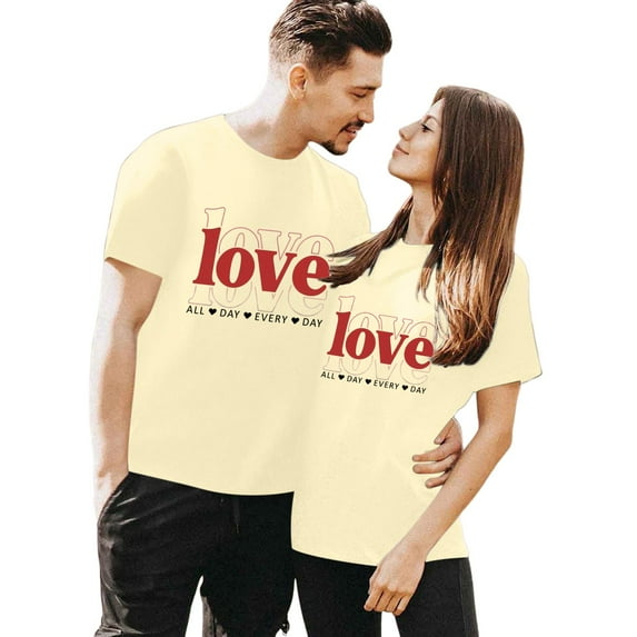 Cute Valentines Women Tops Love Heart Shirts Couples Fashion Men's And ...