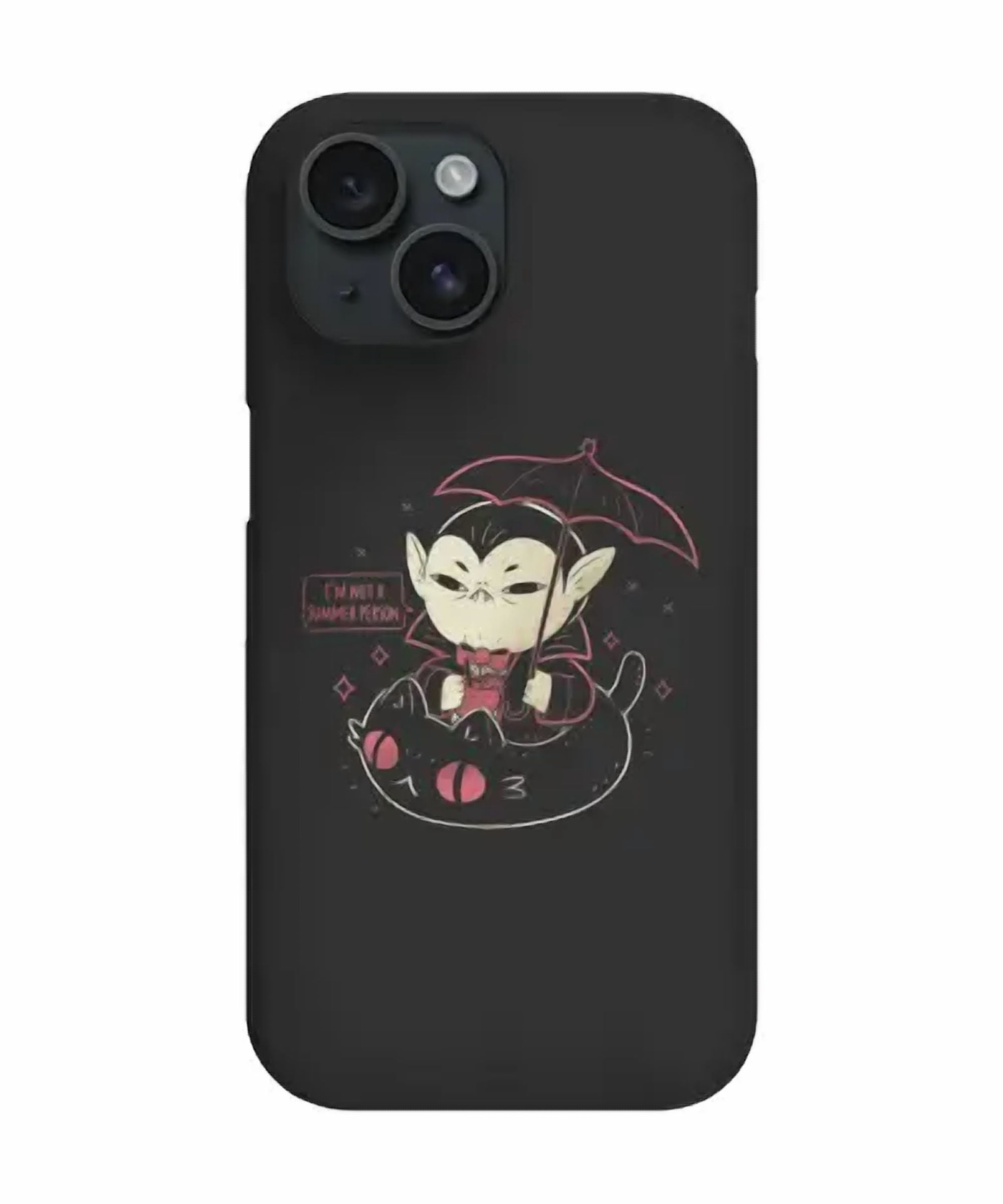 Cute Vampire Hates Summer Funny Spooky Phone Case for iPhone 16 15 14 ...