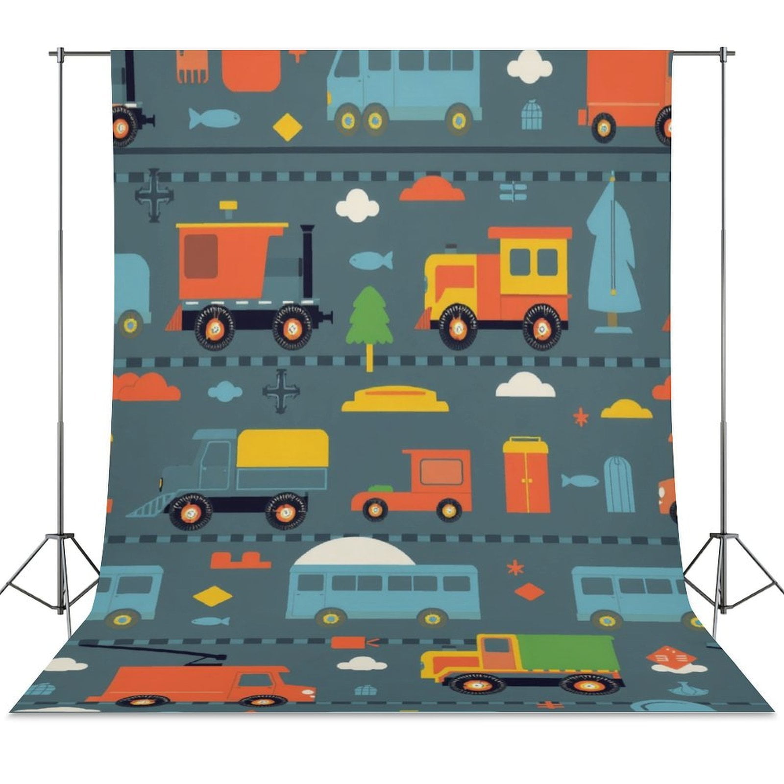 Cute Vehicle Pattern Party Backdrop Birthday Decoration Backgrounds for ...