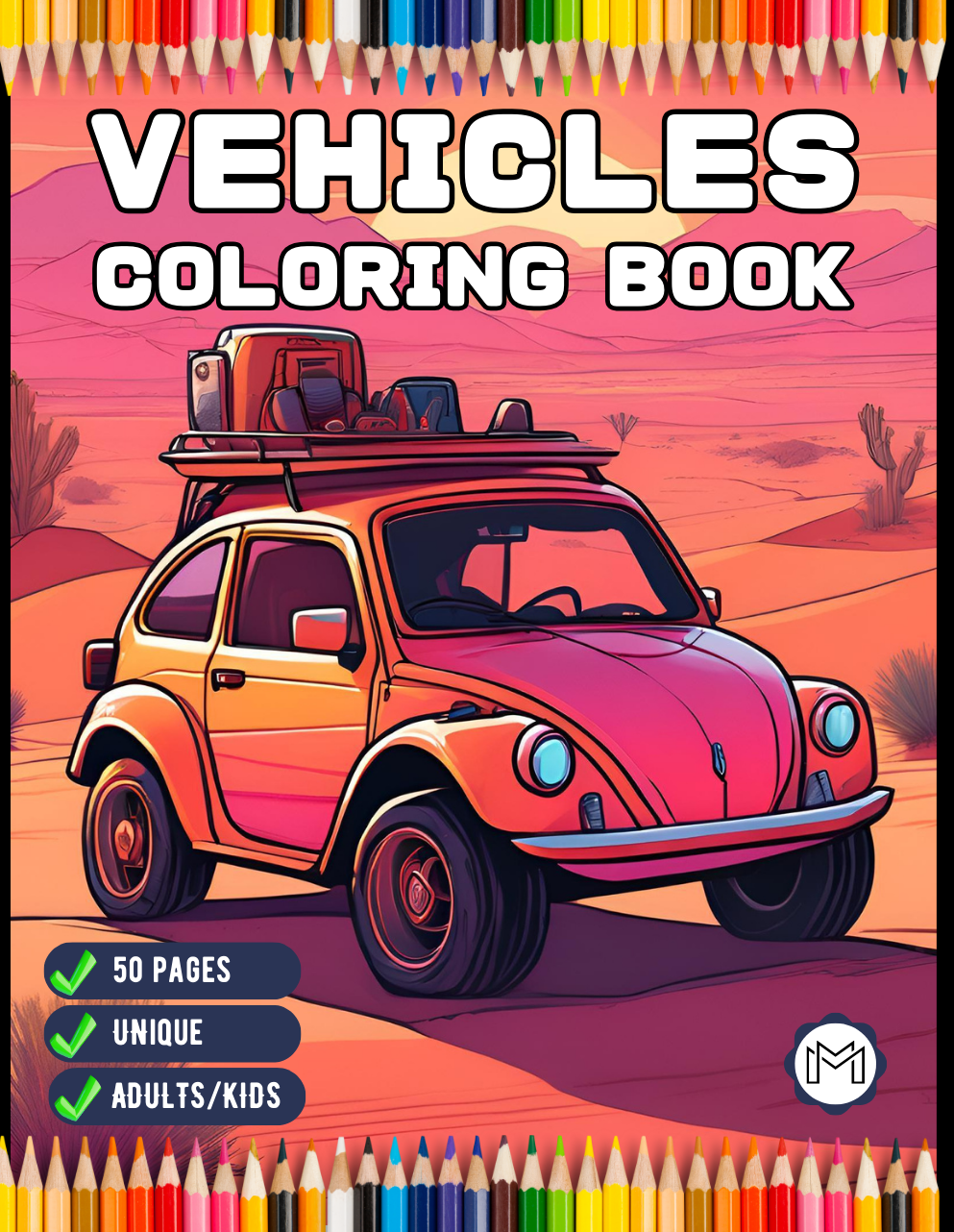 Cute Vehicles Cars Coloring Book Gift for Adults Kids Men Women Boys ...