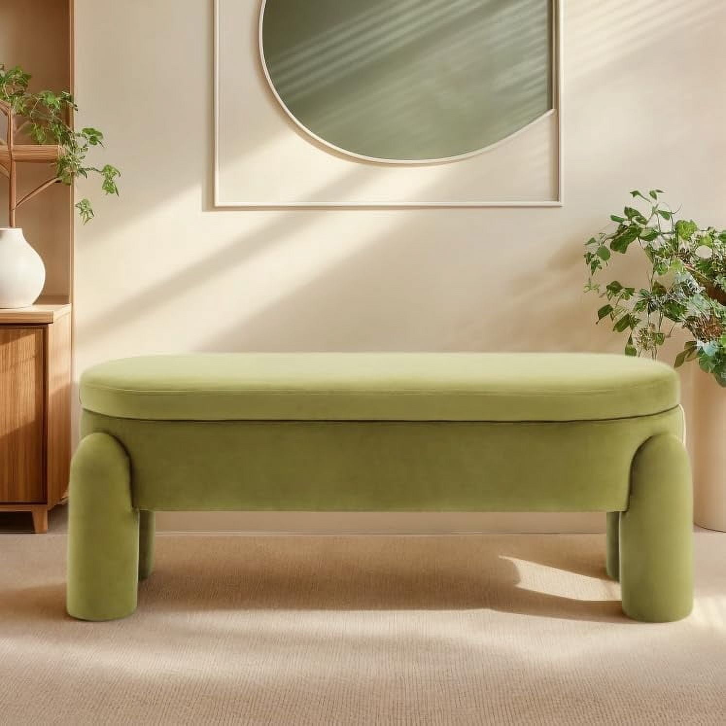 Cute Velvet Storage Bench Upholstered 45" Wide Entryway Bench with ...