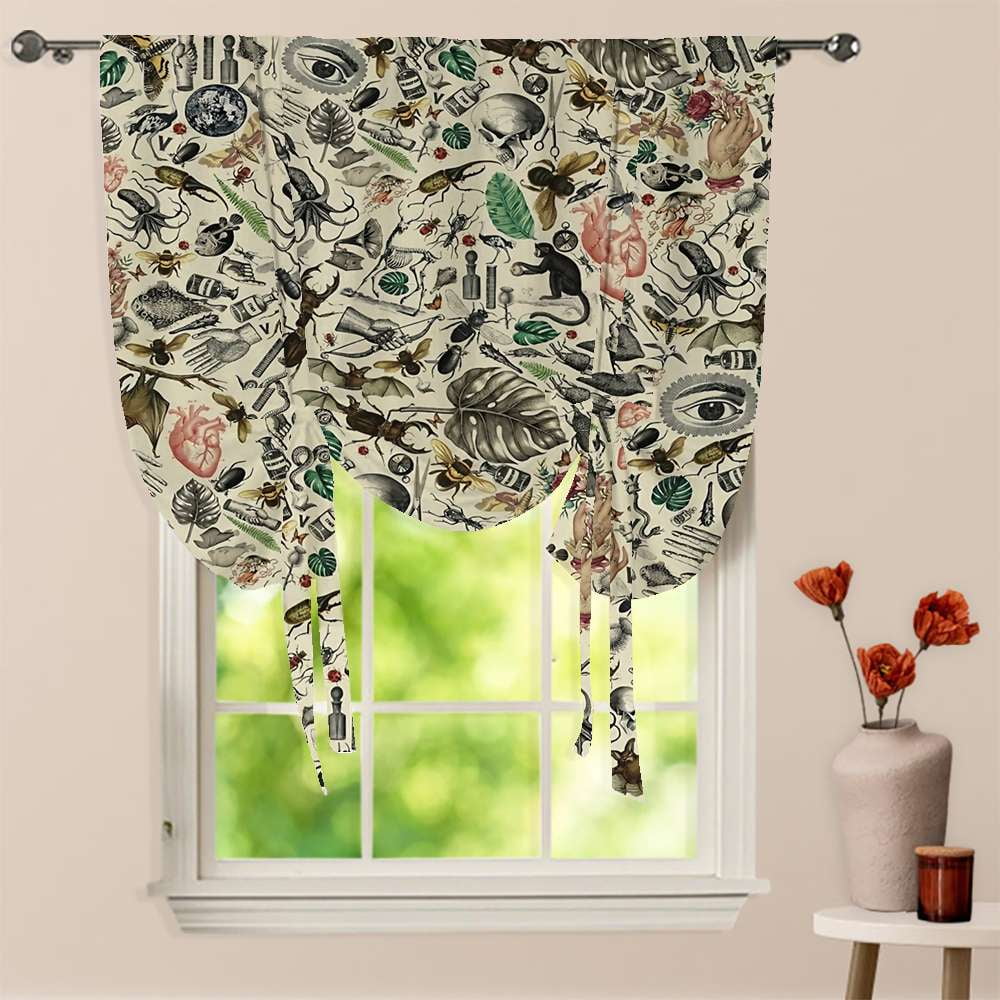 Cute Vintage Bug Pattern Window Curtain for Living Room Roman Curtain ...