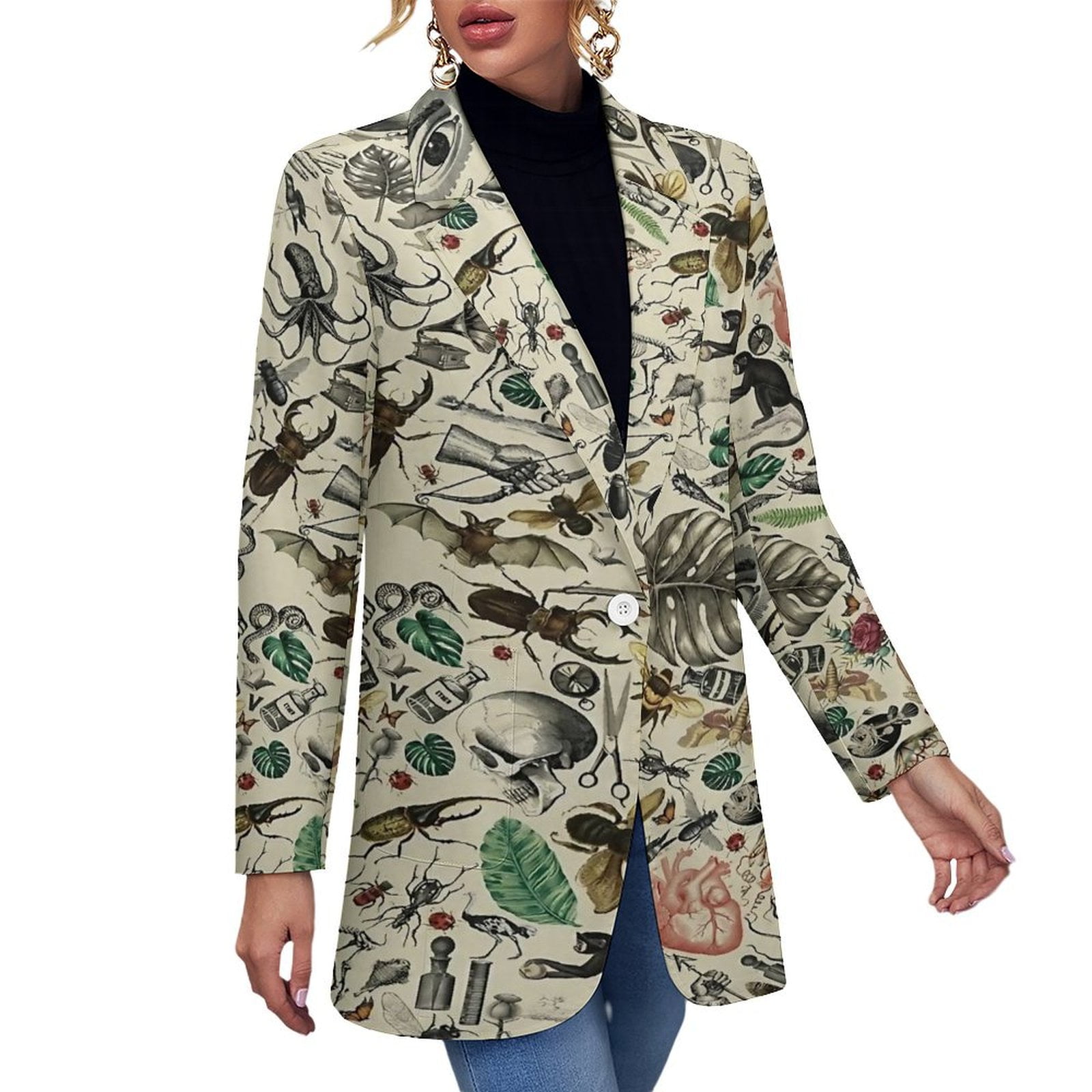 Cute Vintage Bug Pattern Woman Casual Loose Suits Summer Jacket Woman ...