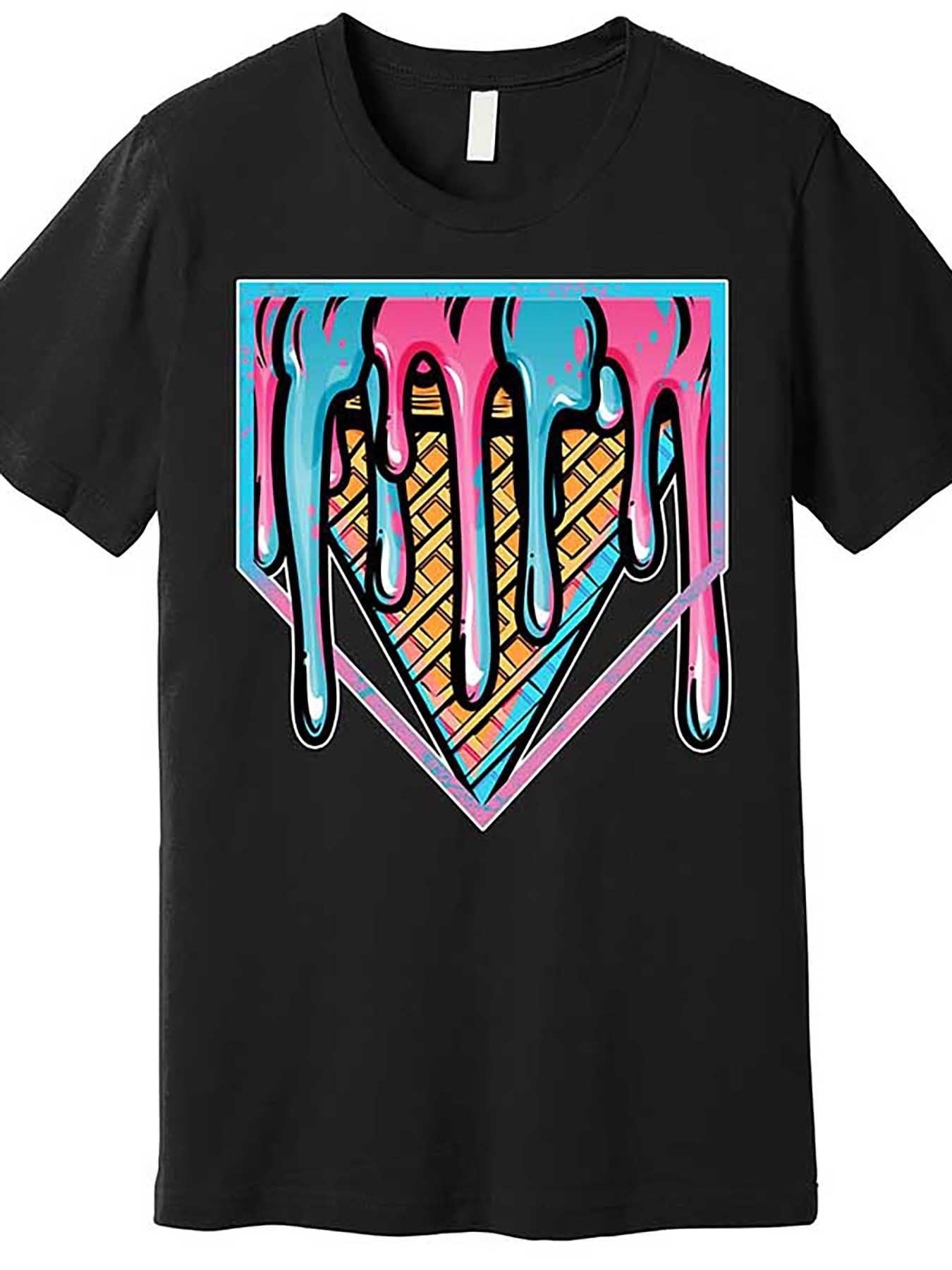 Cute Vintage Melted Ice Cream Cone Baseball Home Plate Premium T-Shirt ...