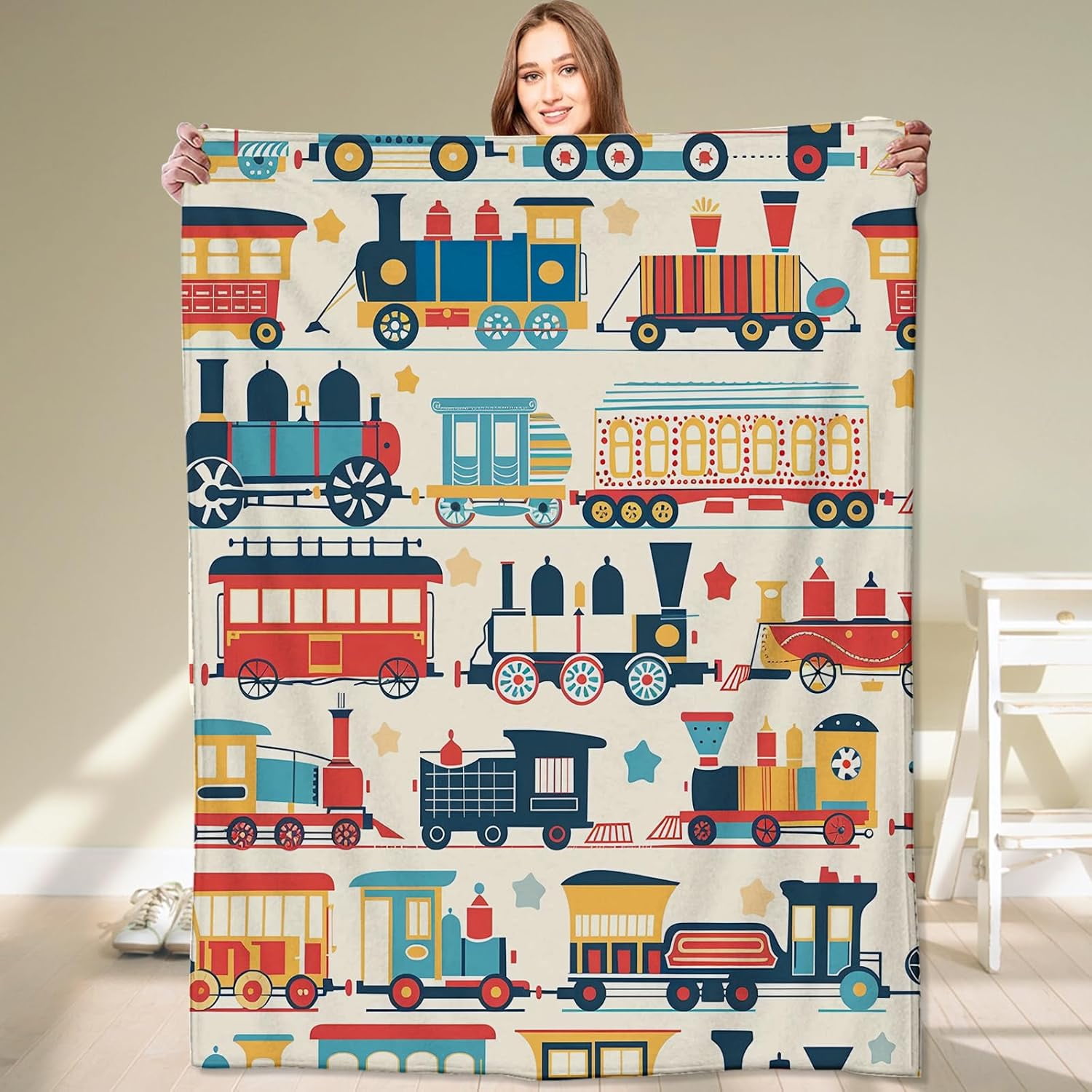 Cute Vintage Train Blanket,Funny Cartoon Car Throw Blankets,Gifts for ...