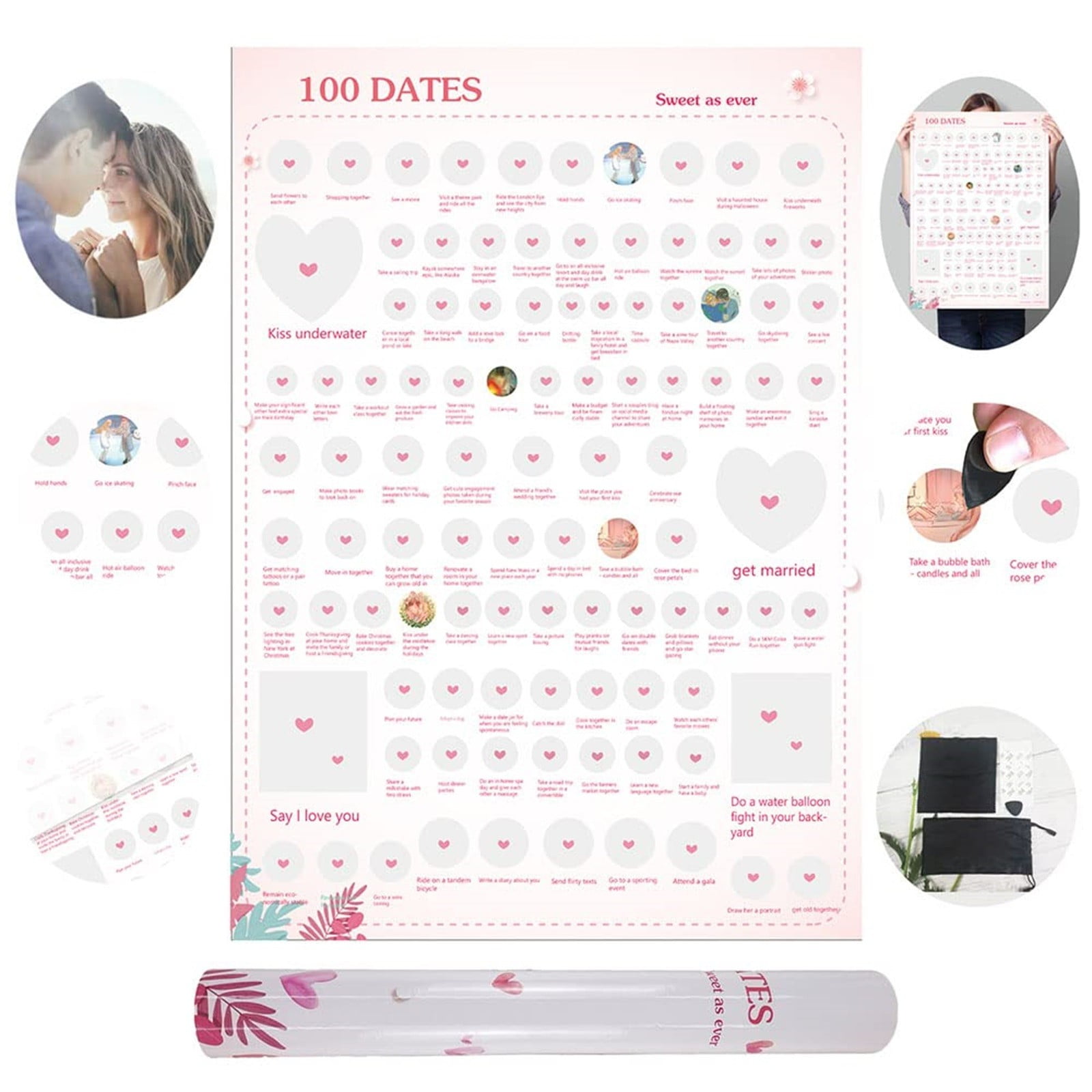 Valentine's Day Kids Bedroom Set 100 Dates Ideas Scratch Off Poster ...