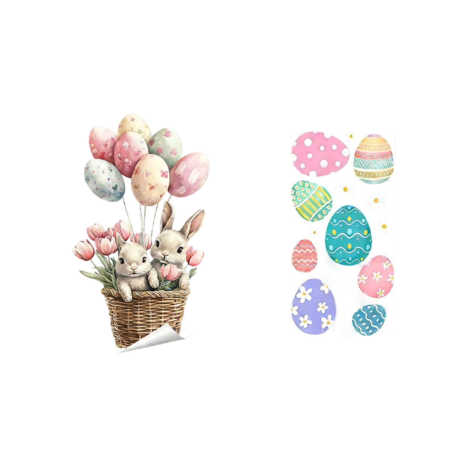 Cute Wall decor, Easter Spring decor, 12X18 in, Rabbit decals, Egg ...