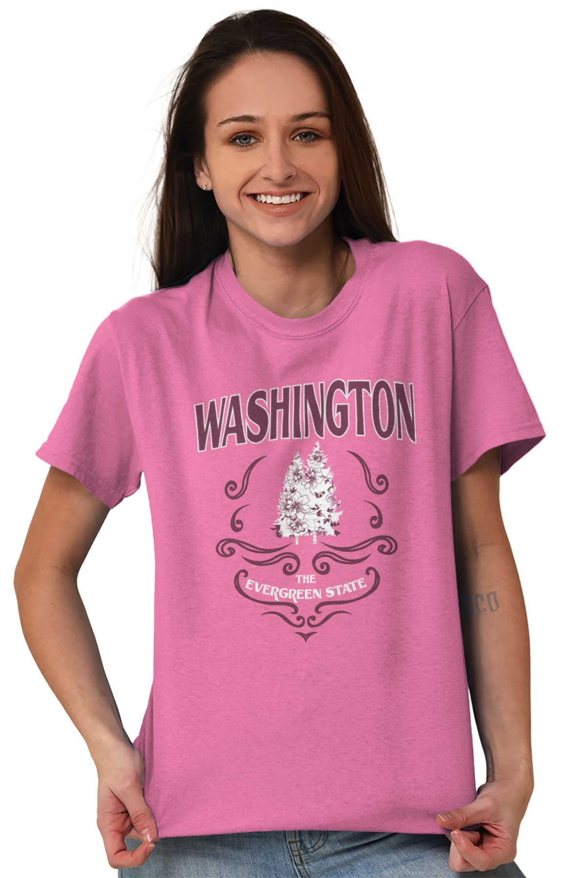 Cute Washington the Evergreen State Women's Plus Size Graphic Tee ...