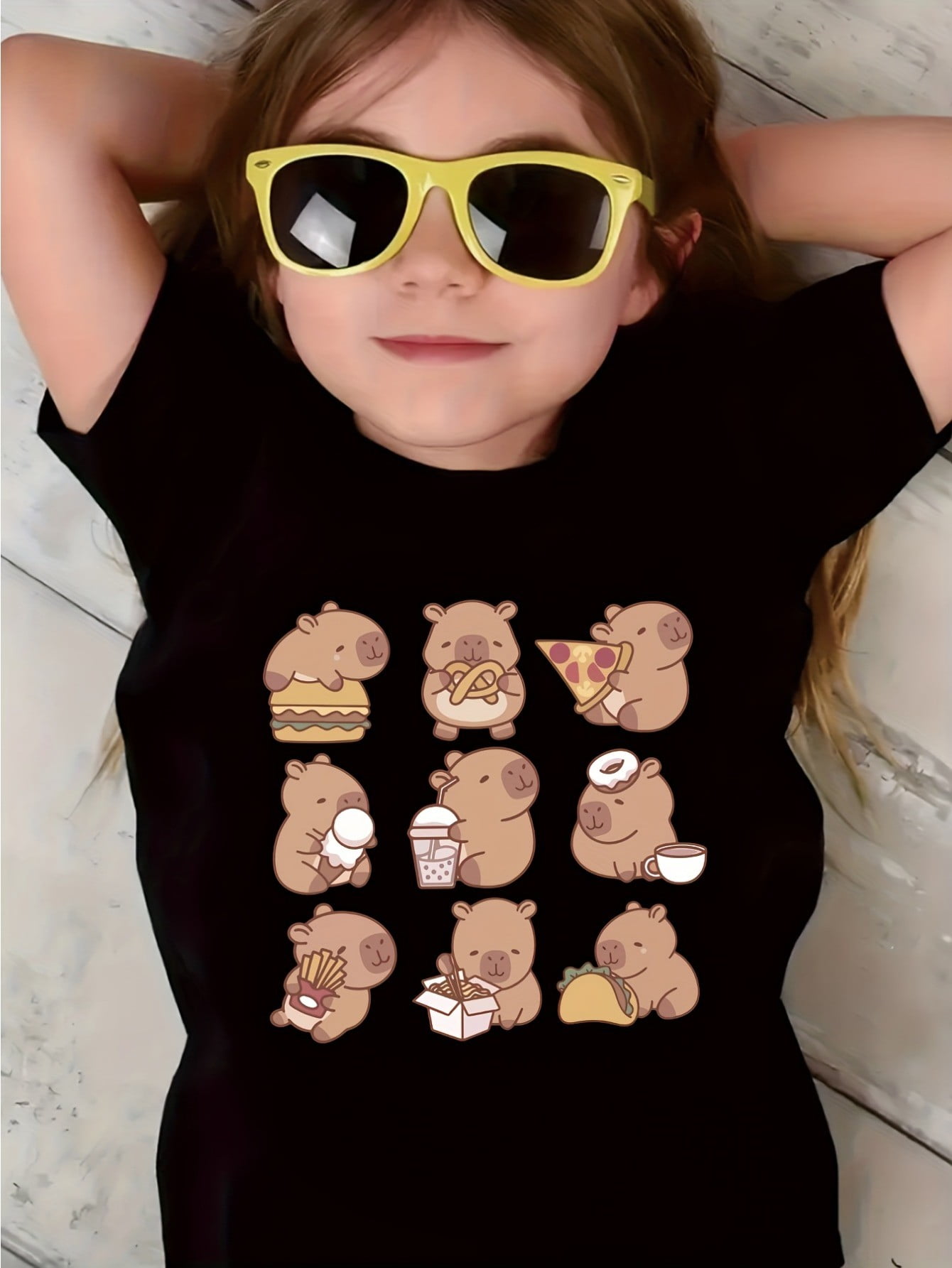 Cute Water Beaver 9-Grid Pattern Knit Tops - Cotton, Spring/Summer, SCKMEU, Crew Neck, Regular ...