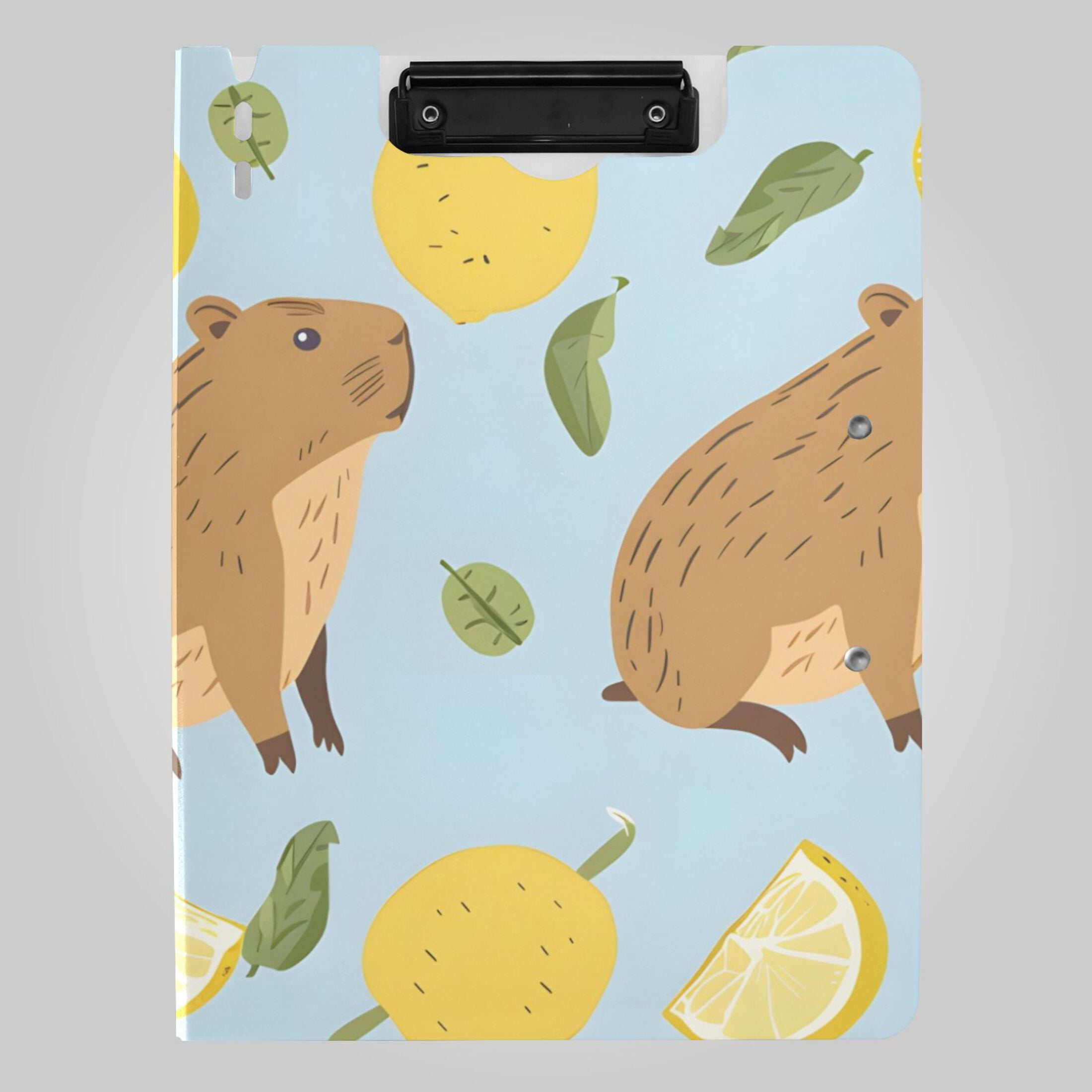 Cute Water Hogs Leaves and Lemons Foldable Binder Folder Clipboard with ...