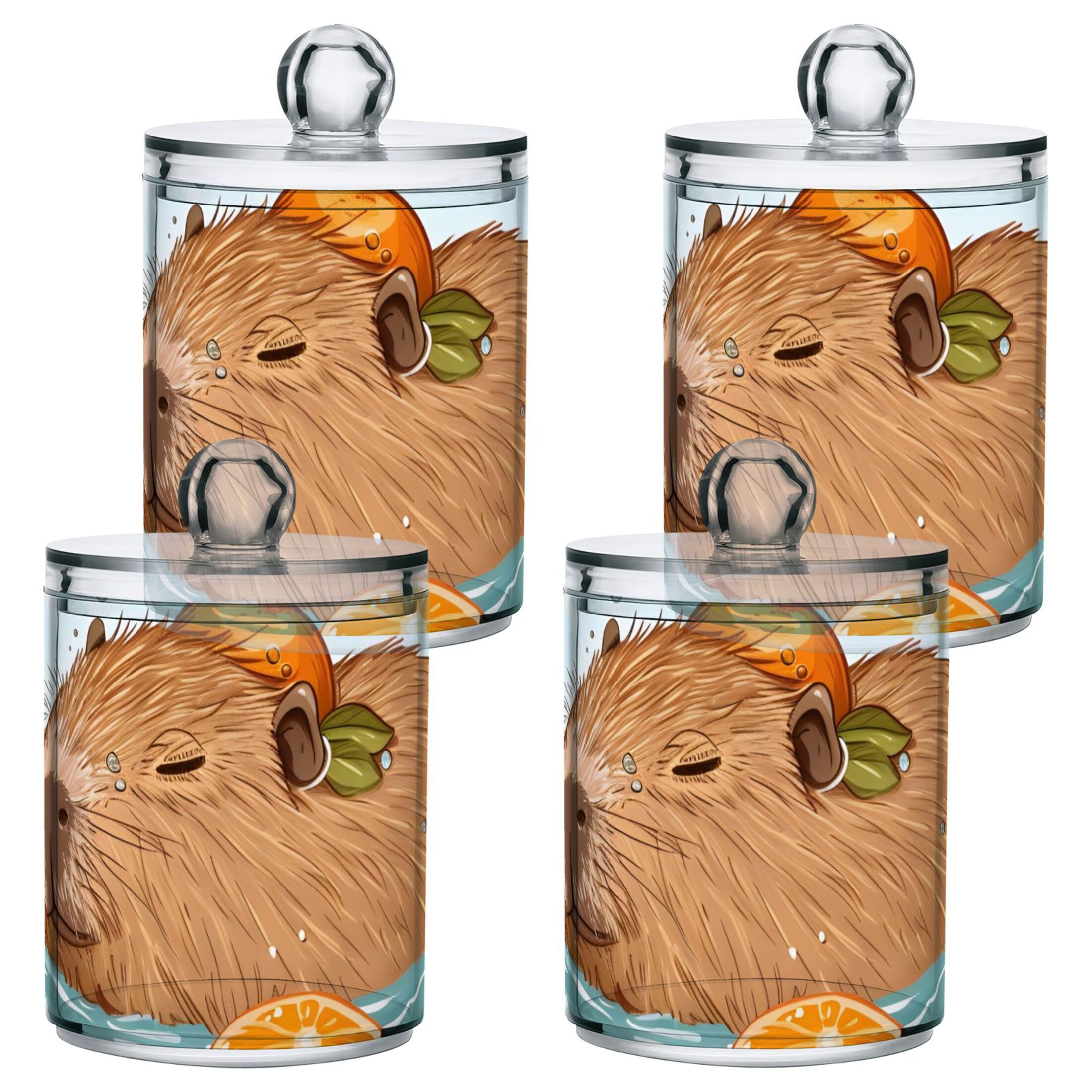 Cute Water Hogs Swims Oranges Leaves Translucent Plastic Cans Storage ...