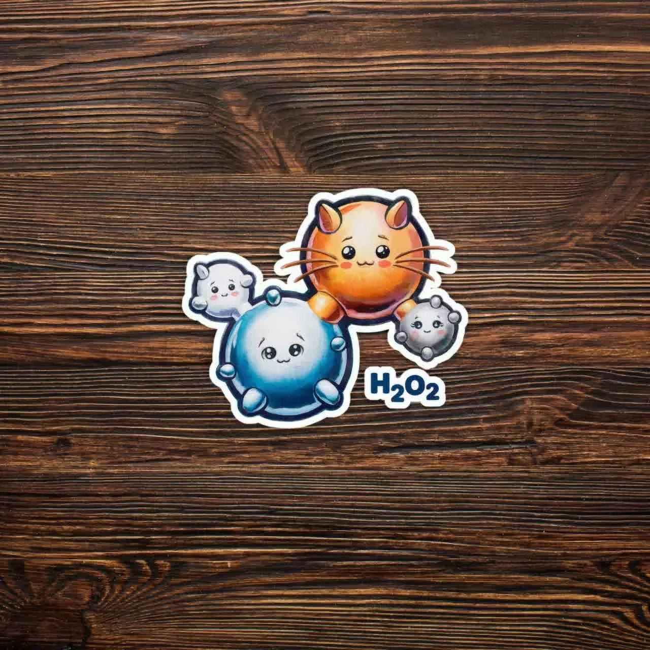 Cute Water Molecule Sticker - Chemistry Cat Illustration - Science ...