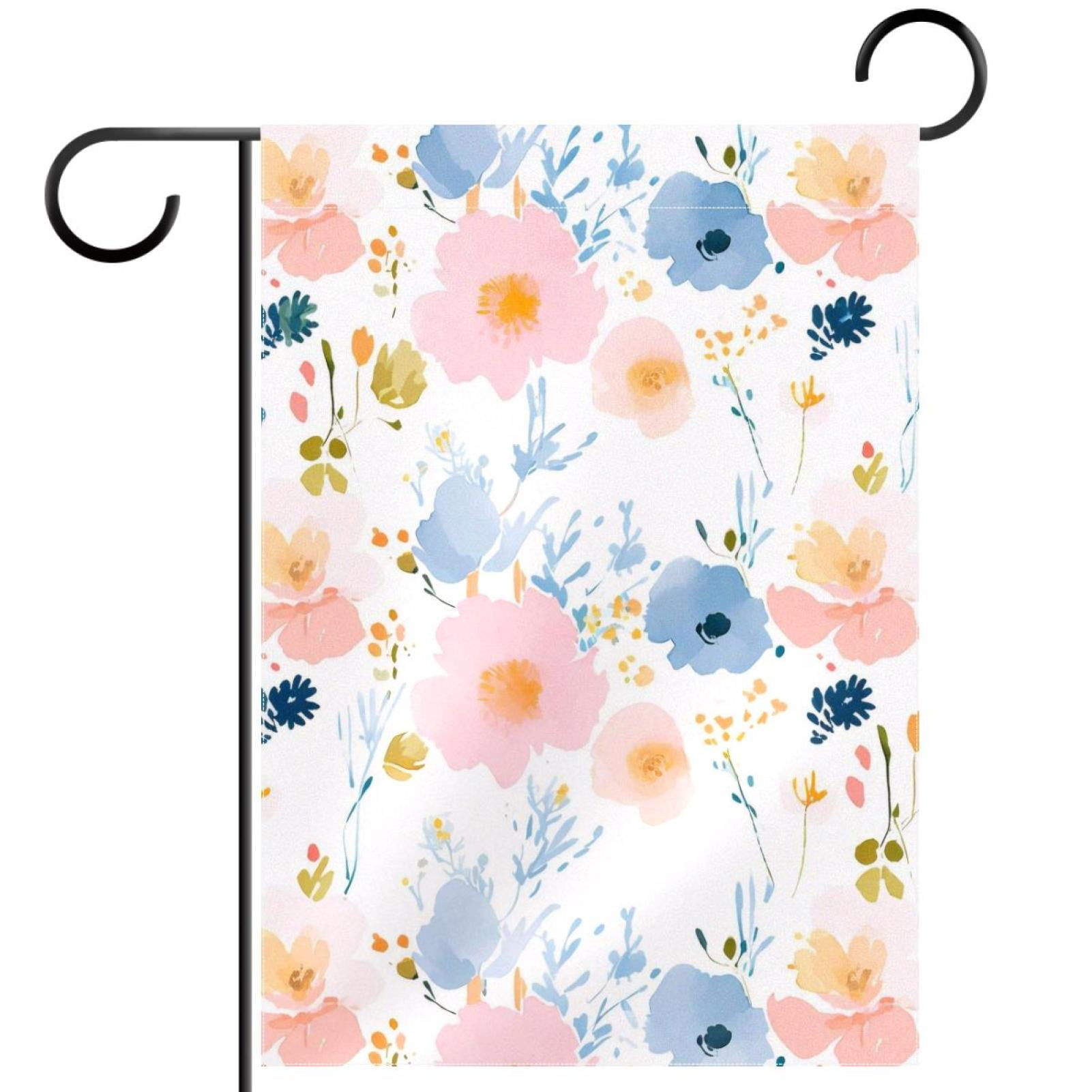 Cute Watercolor Floral Design Double Sided Garden Flag Decorative ...