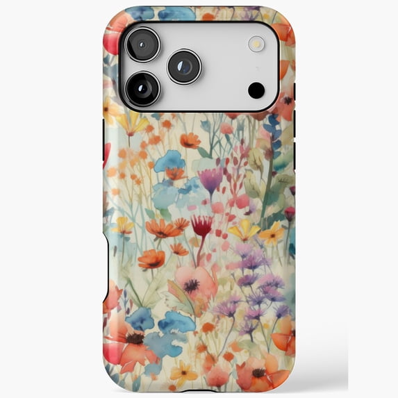 Cute Watercolor Wildflower Meadow iPhone Case 17 11 12 13 14 15 16 Pro ...