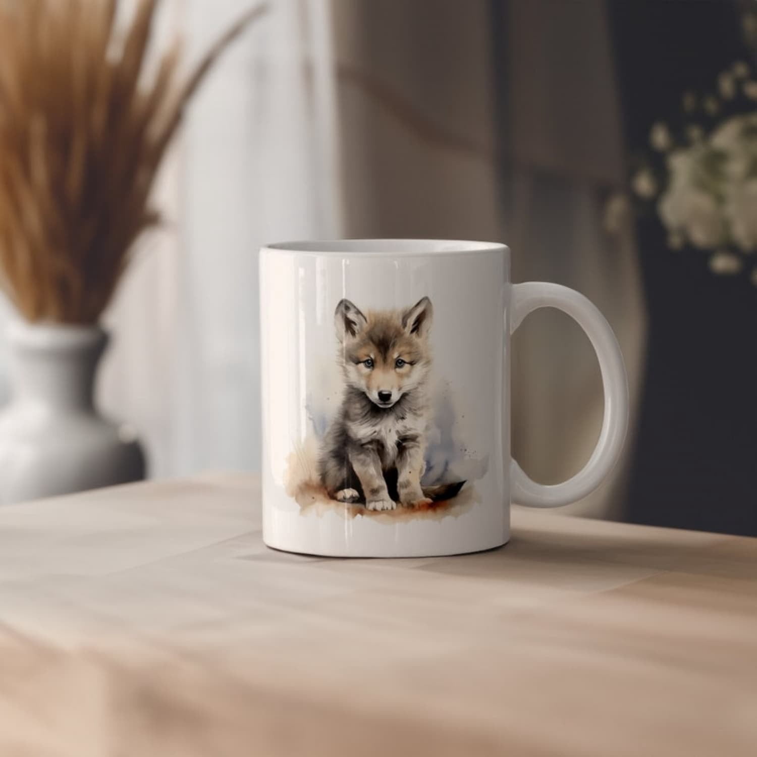 Cute Watercolor WoCub Ceramic Mug, Adorable WoCoffee Cup, WoLover Tea ...