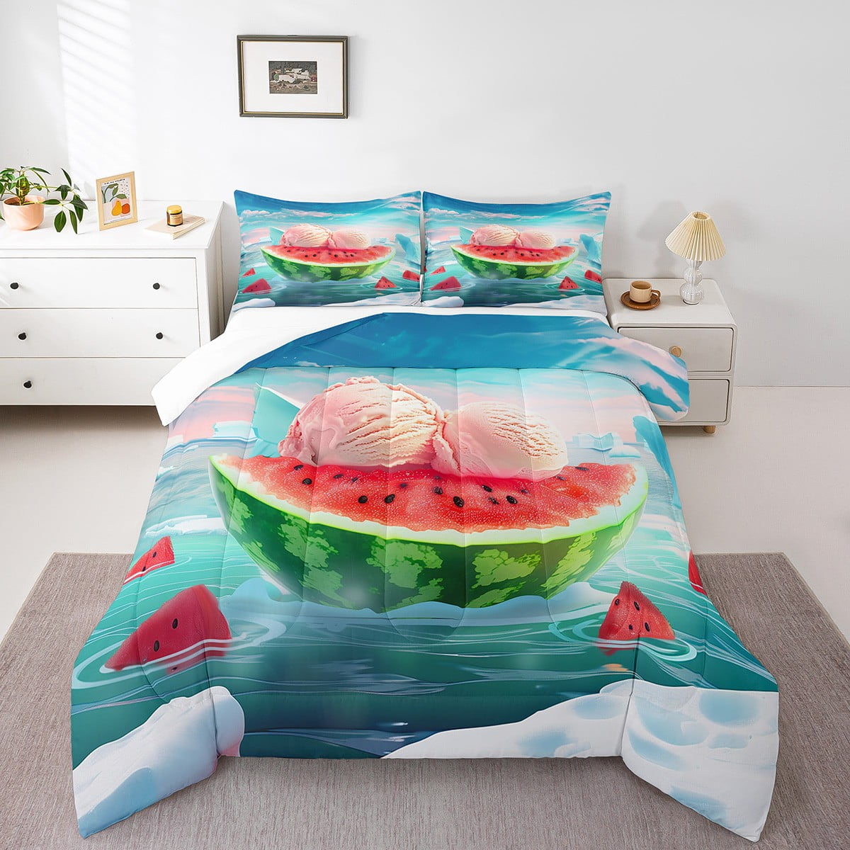 Cute Watermelon Down Comforter Red And Green Watermelon Toddler Bedding ...