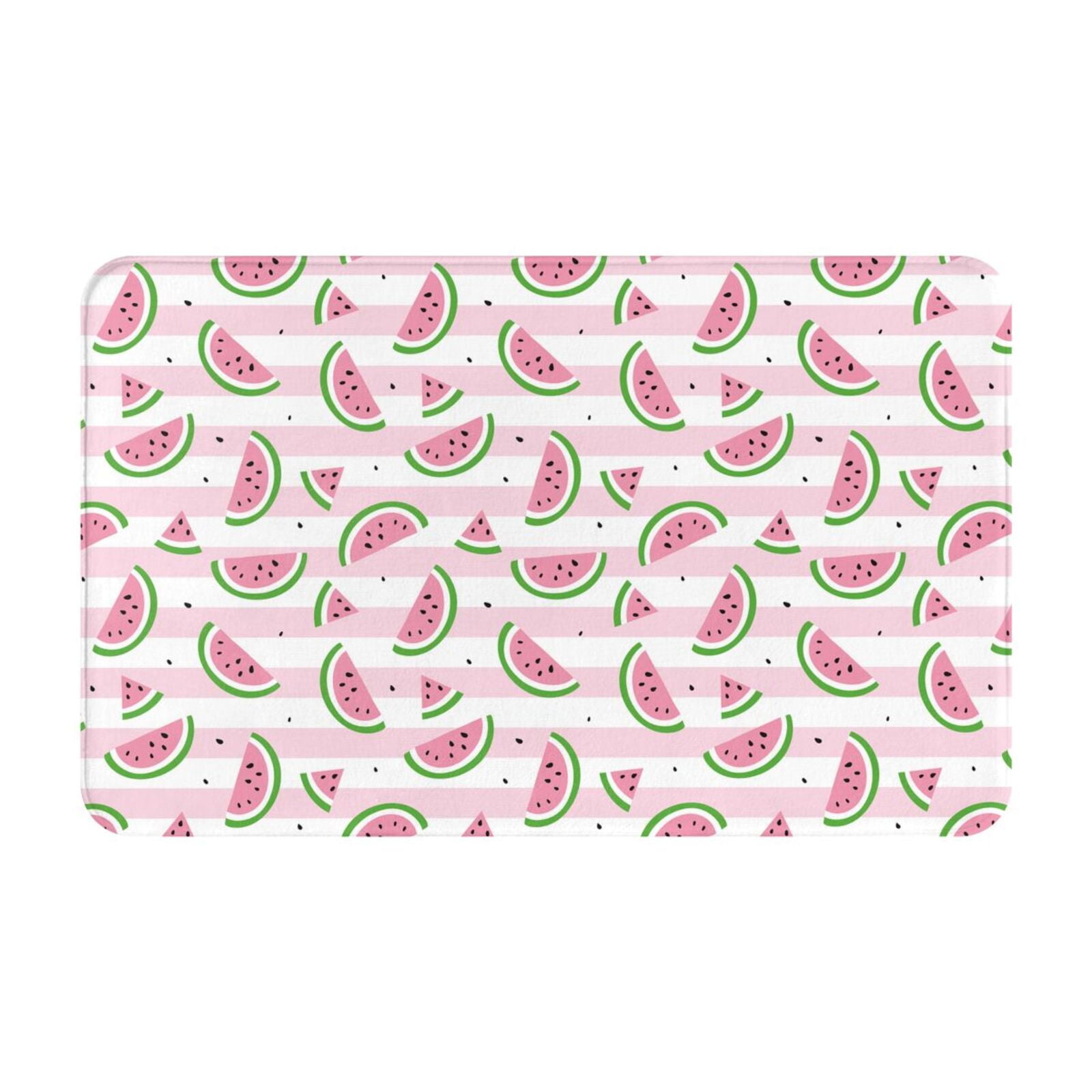 Cute Watermelon Pink Stripe Front Door Mat, Indoor Mats for Bedroom ...