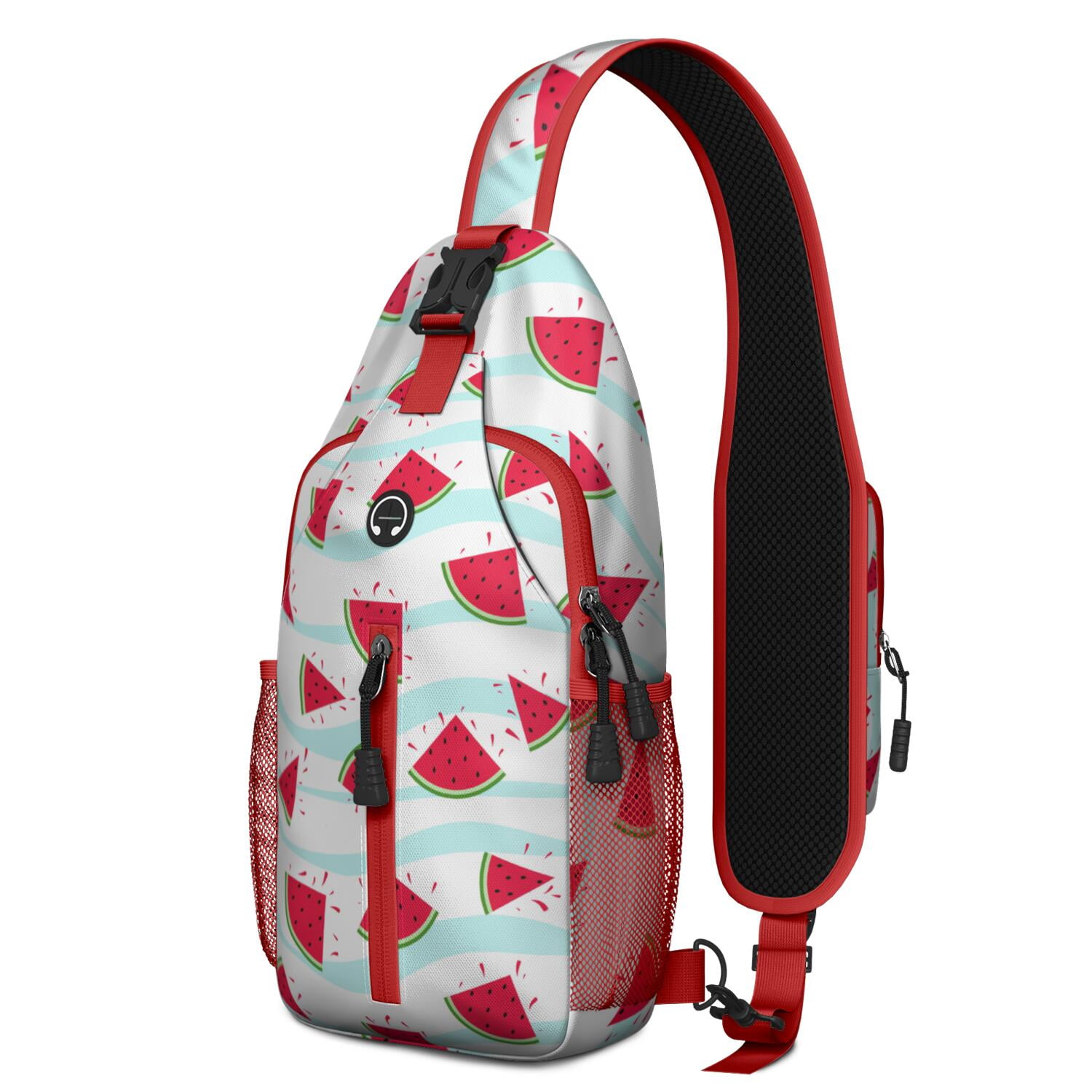 Cute Watermelon Print Sling Backpack, Summer Fruit Pattern Crossbody ...