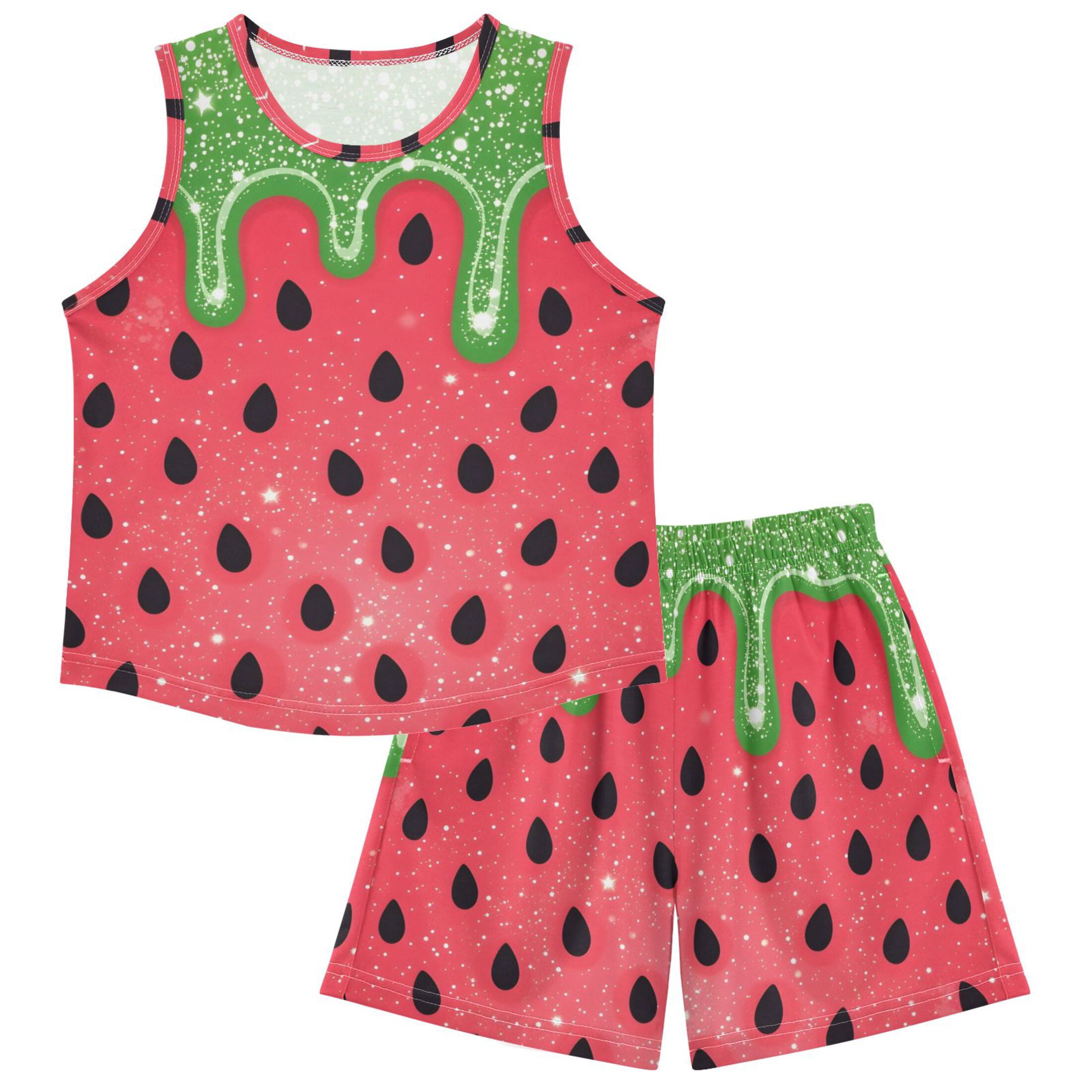 Cute Watermelon with Seeds Pajamas Set Sleeveless Sleepwear Tank Tops ...