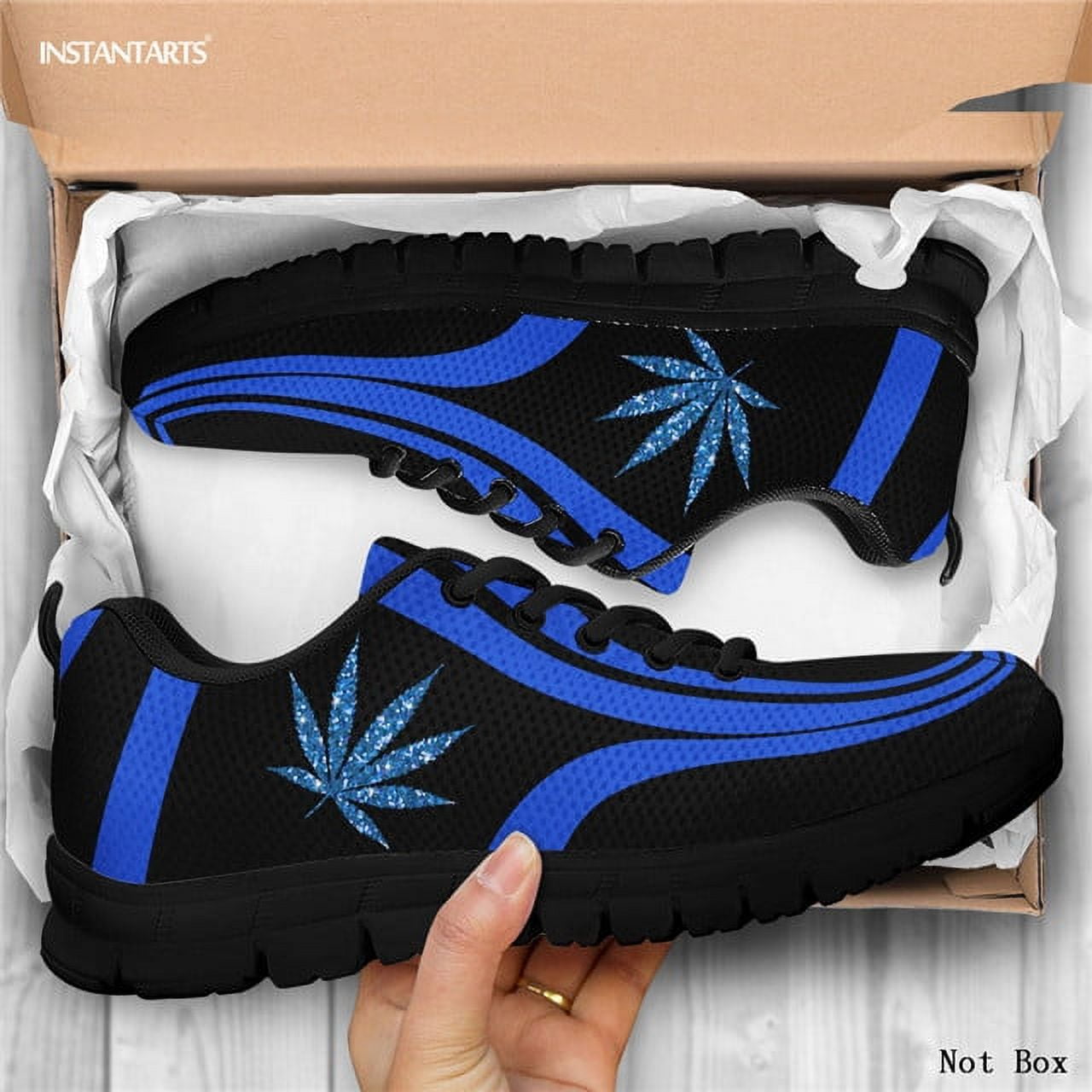 Cute Weed Leaves Stripes Pattern Women's Shoes for All Season Girls Footwear Mesh Sneakers Lace ...