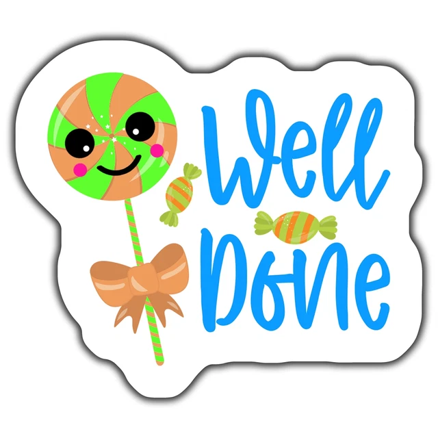 Cute Well Done Sticker Lollipop Design, Encouragement Sticker With Bow ...